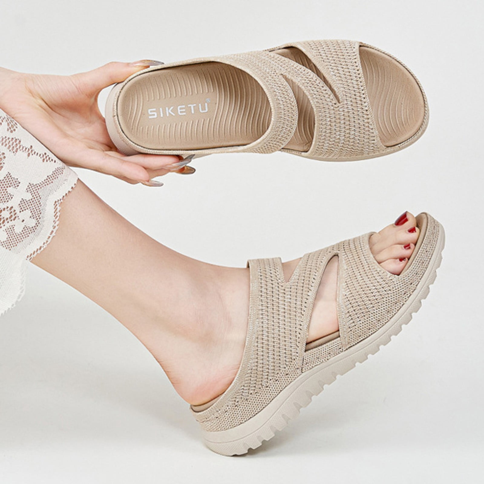 YOUSNH Women's Sports and Leisure Sandals New Hollow Thick Bottom Women ...