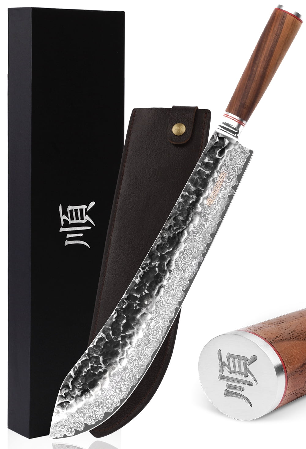 YOUSUNLONG 14-Inch Bull Nose Breaking Knife, Japanese Damascus Steel ...