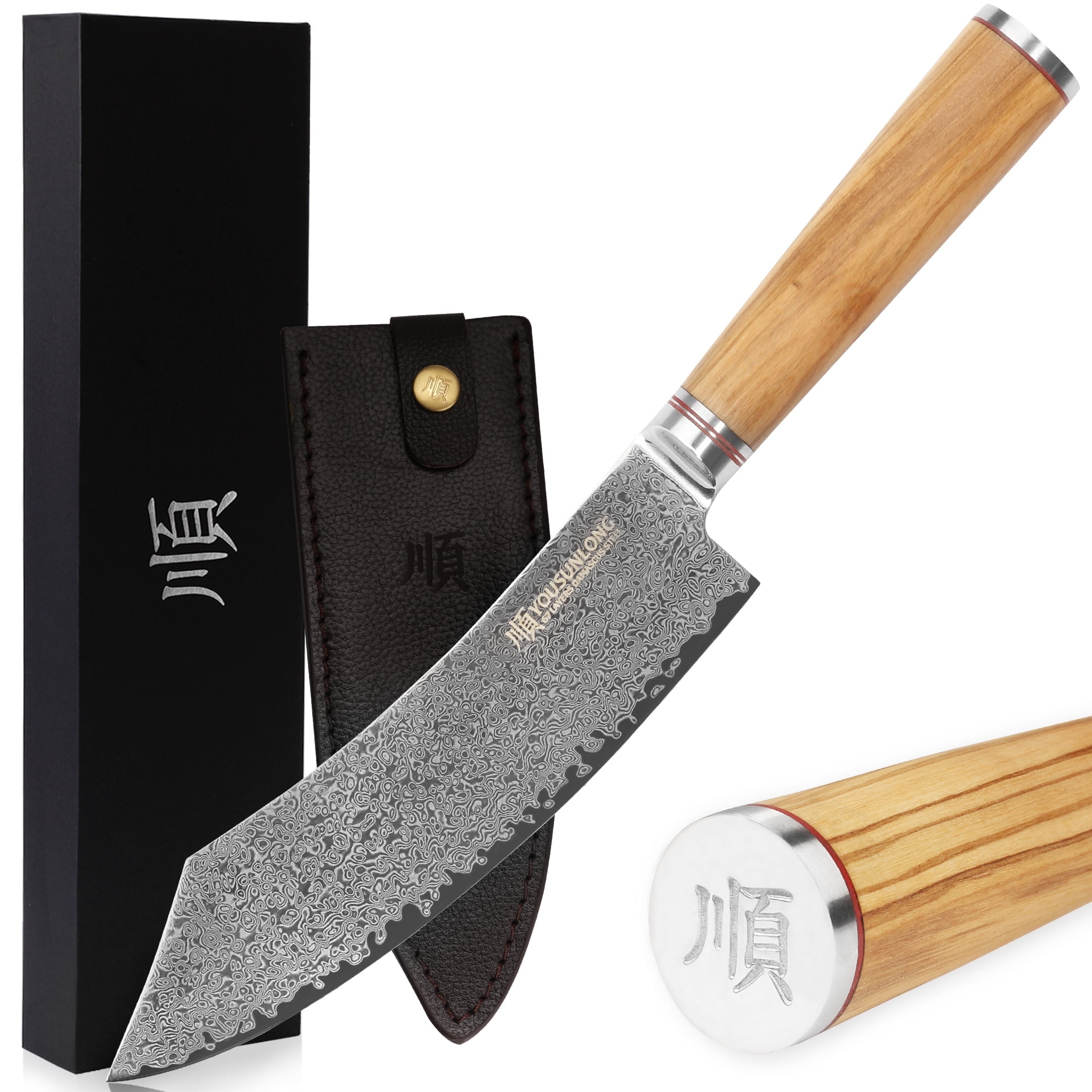 YOUSUNLONG Butcher Knife 8 Inch, Sharp Hybrid Cleaver Japanese Damascus ...