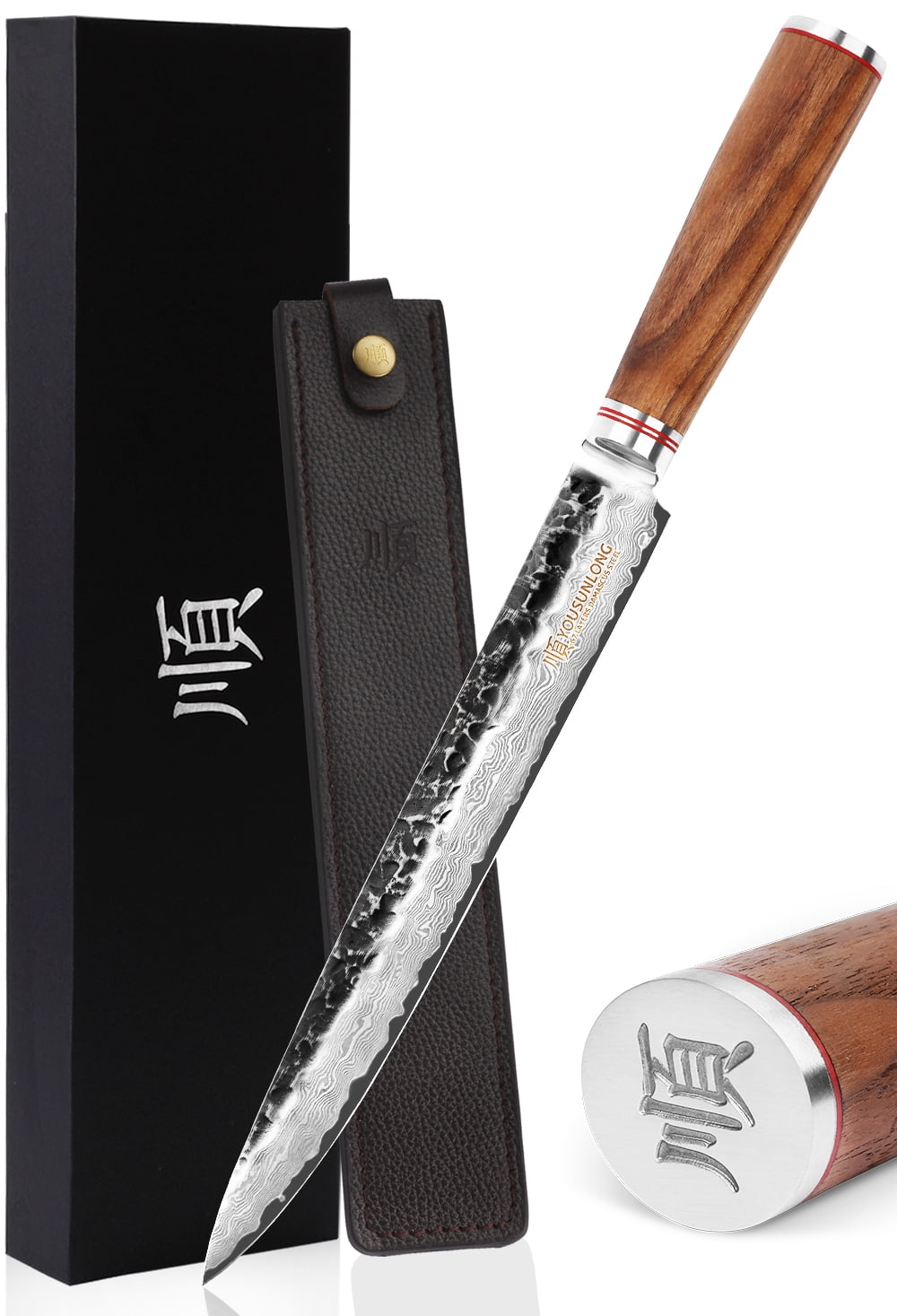 YOUSUNLONG Carving Knife 10 inch - Japanese Hammered Damascus Steel ...