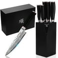 YOUSUNLONG Knife Block Sets - 5pcs Japanese Damascus Steel Kitchen ...