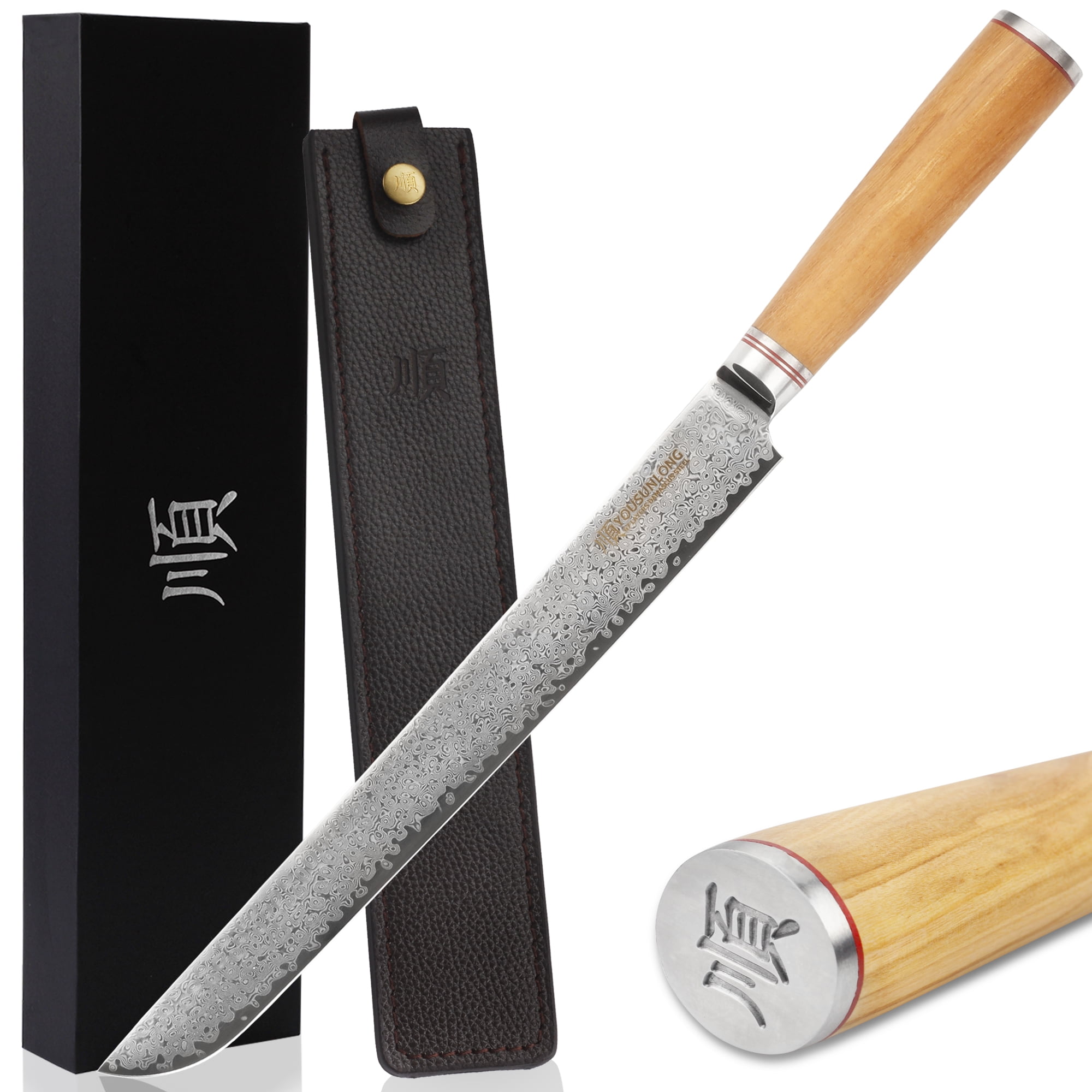 YOUSUNLONG Sakimaru Knife 11 inch - Japanese Hammered Damascus Steel ...