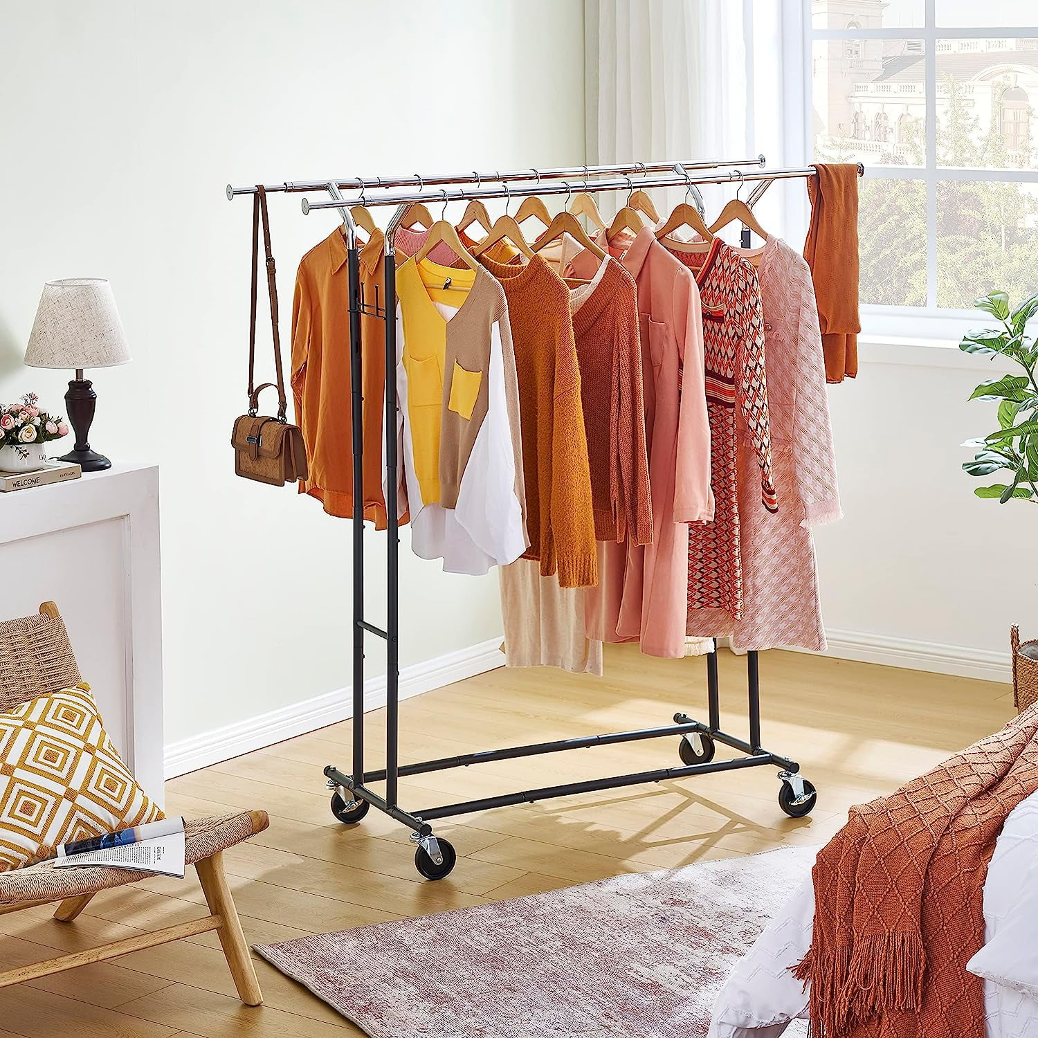 YOUTENG Clothes Rack,Extendable Heavy Duty Garment Rack,Standard Double ...