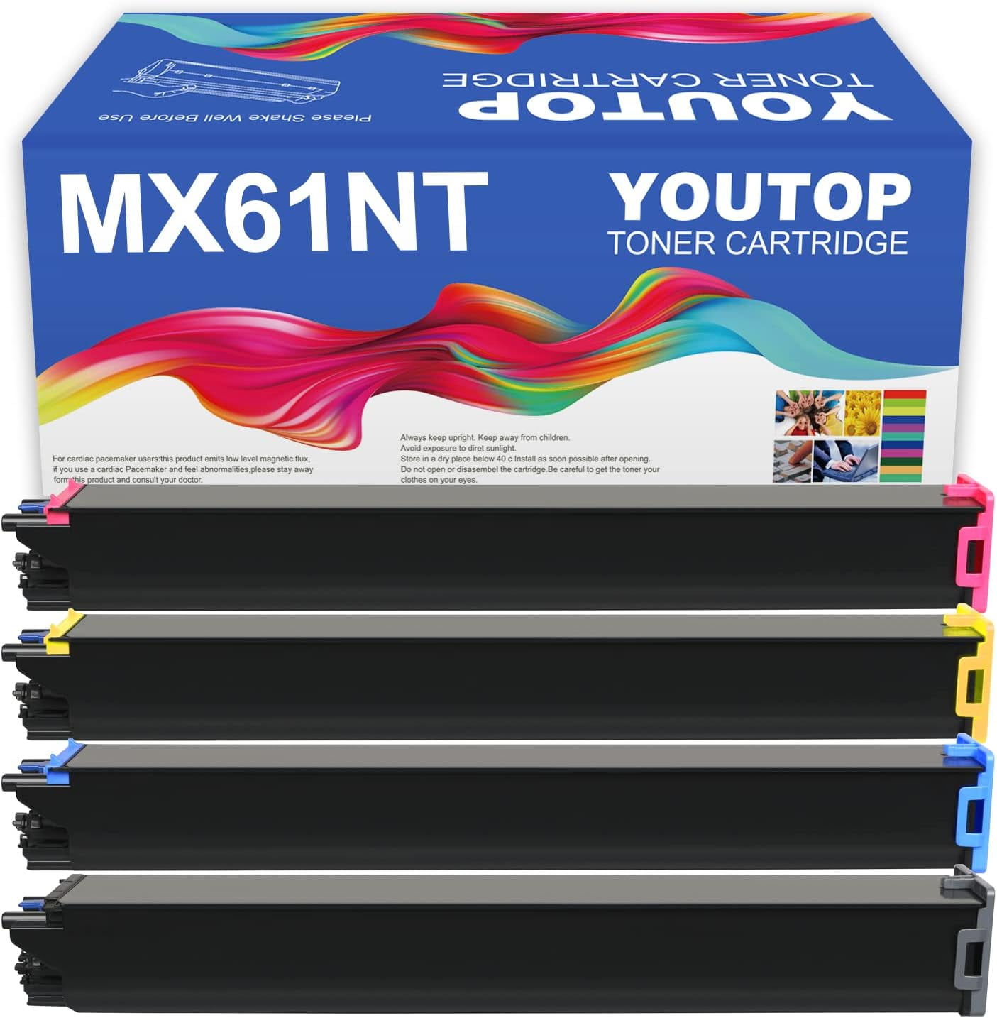 YOUTOP 4PK MX61NT MX-61NT Toner Cartridge Compatible for Sharp MX-2630N MX-2651 MX-3050N MX ...