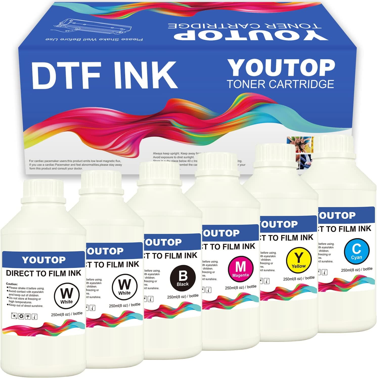YOUTOP 6PK DTF Ink for PET Film Heat Transfer Printing Refill for DTF Printer with Epson ...
