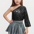 YOUYEDIAN Girls Sequin Dance Tshirts Trendy One Shoulder Metallic ...