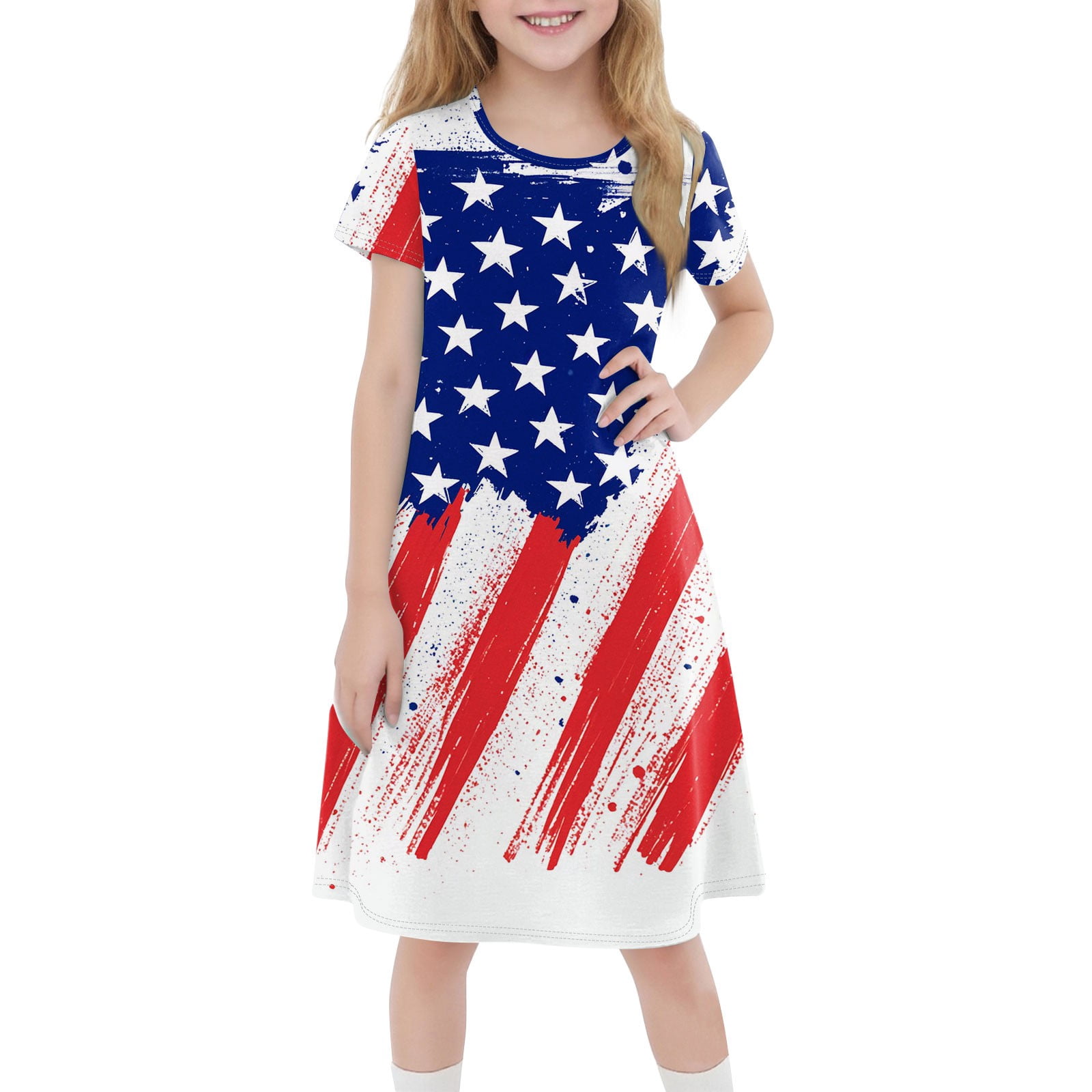 YOUYEDIAN Independence Day Spring Dresses for Girls 4th Of July Casual ...