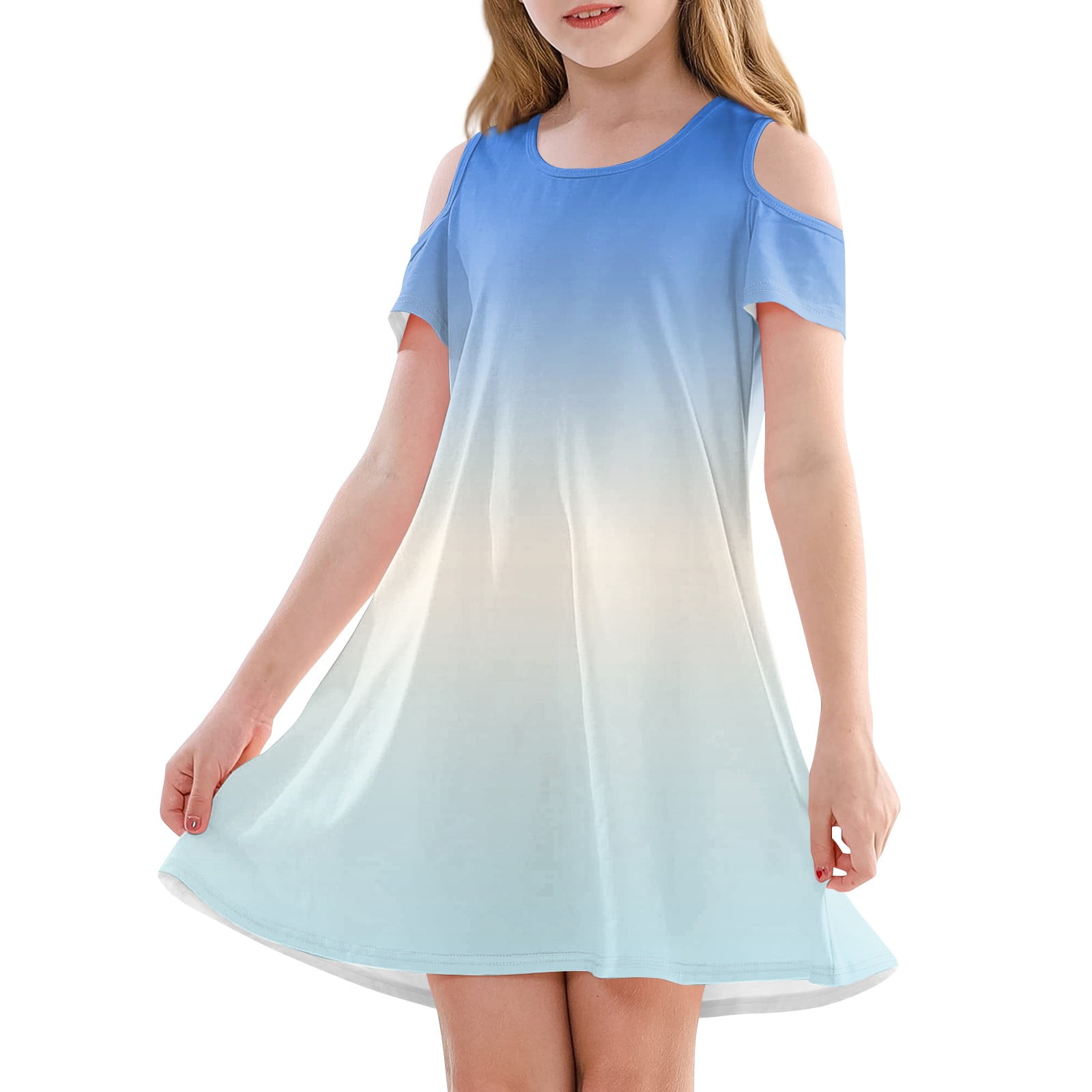 YOUYEDIAN Plus Size Girls Dresses Size 10-12 Cold Shoulder Crew Neck T ...