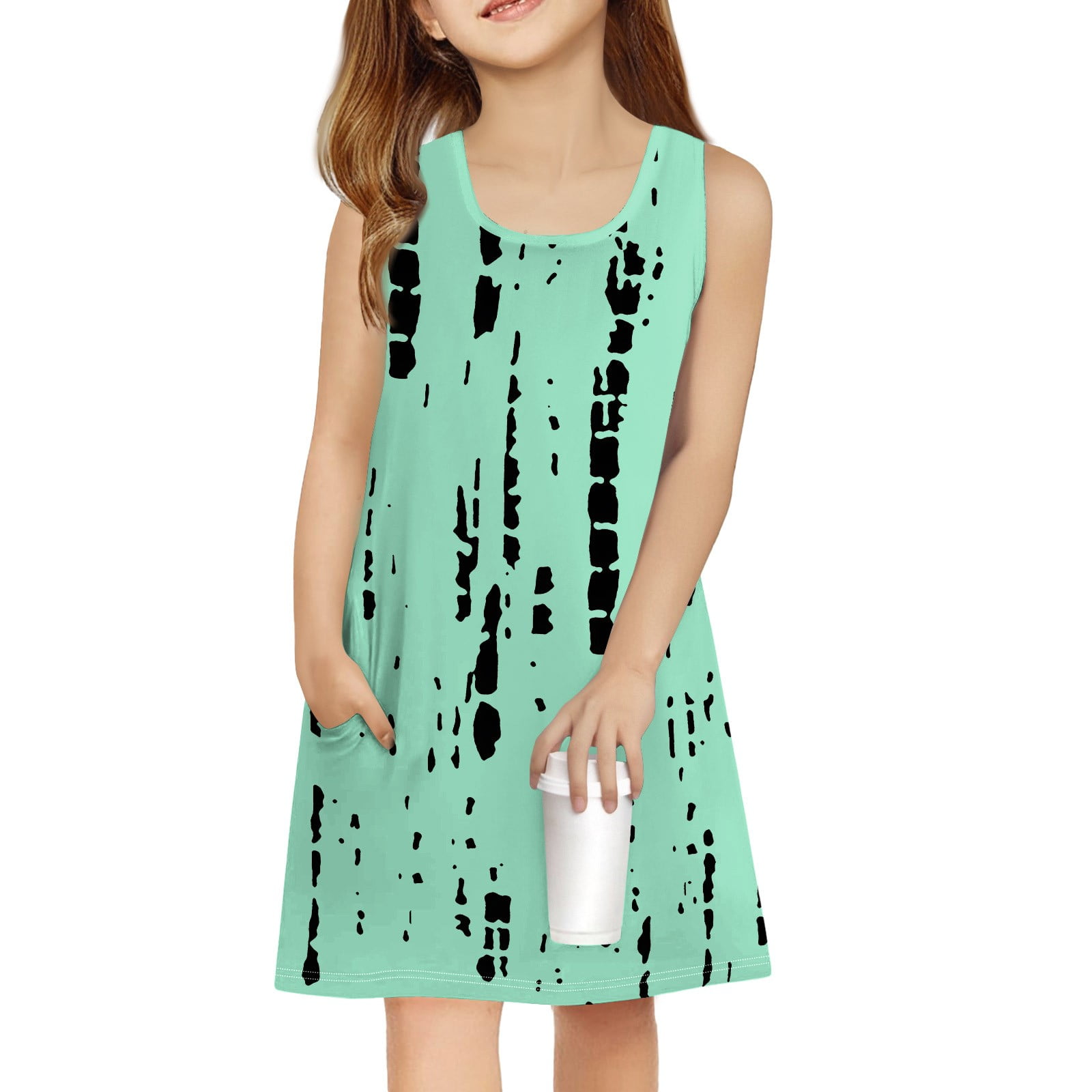 YOUYEDIAN Plus Size Spring Dresses for Girls Crew Neck Sleeveless Sun ...