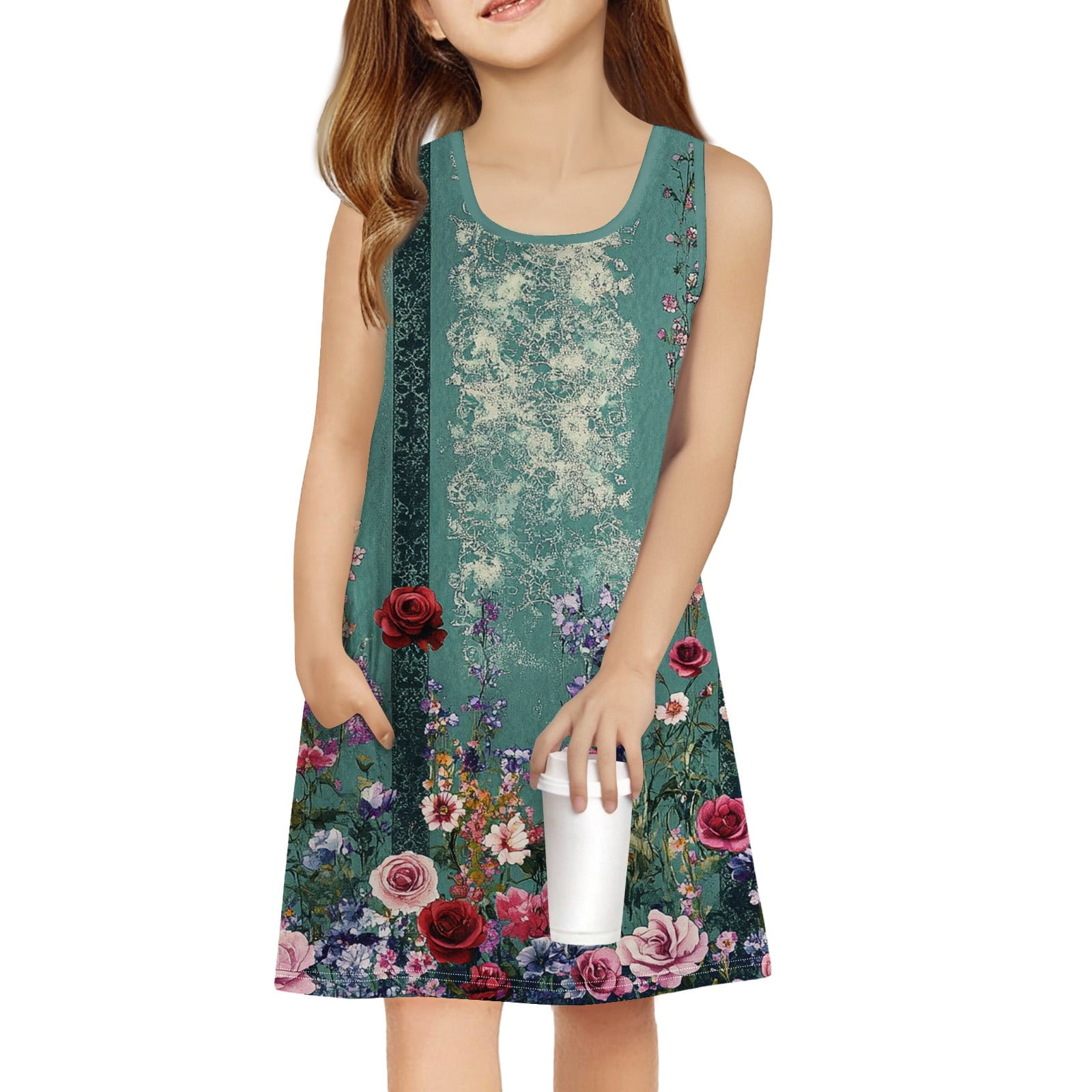 YOUYEDIAN Plus Size Spring Girls Dresses Size 10-12 Crew Neck ...