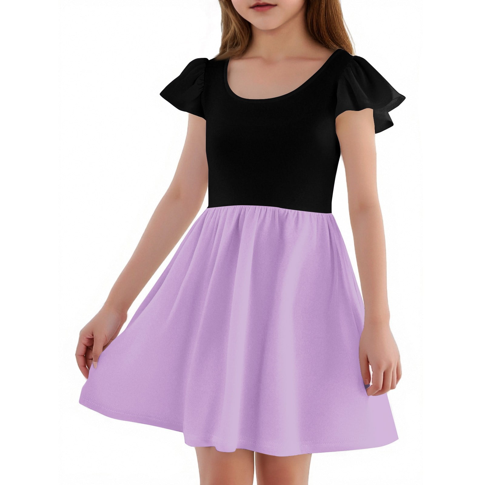 YOUYEDIAN Plus Size Spring Girls Dresses Size 10-12 Ruffle Sleeve Baby ...