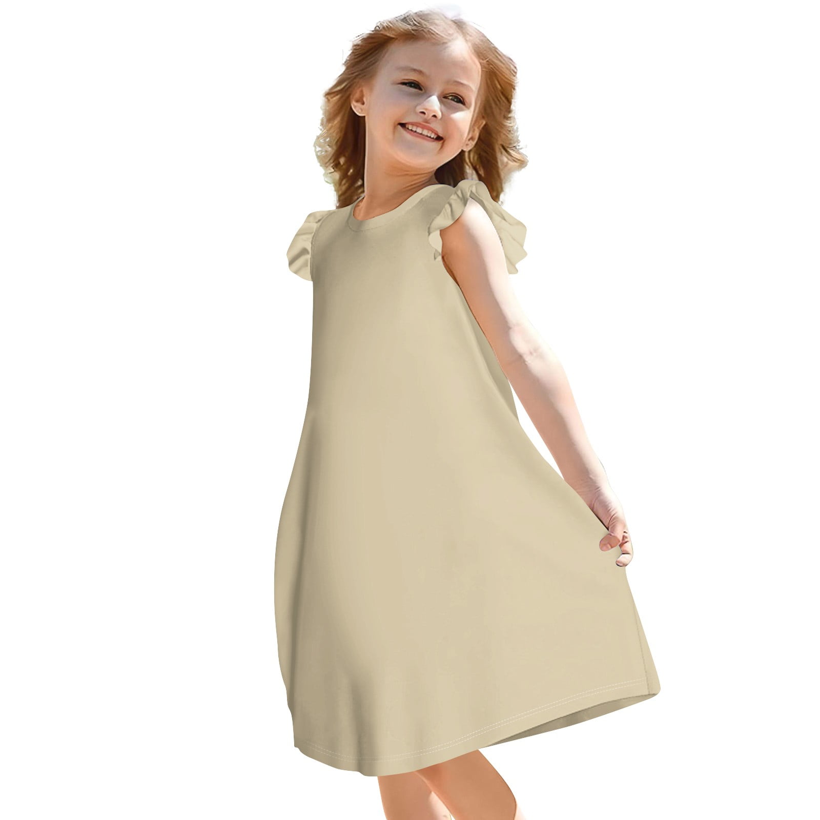 YOUYEDIAN Plus Size Spring Girls Dresses Size 10-12 Ruffle Sleeve Midi ...