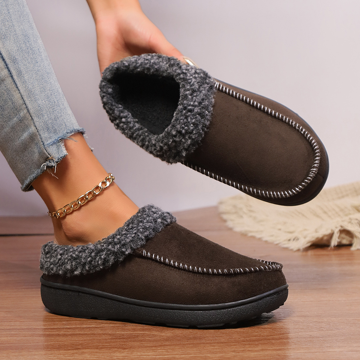 YOUYEDIAN Women’s Wide Fit Adjustable Slippers with Arch Support Plush ...