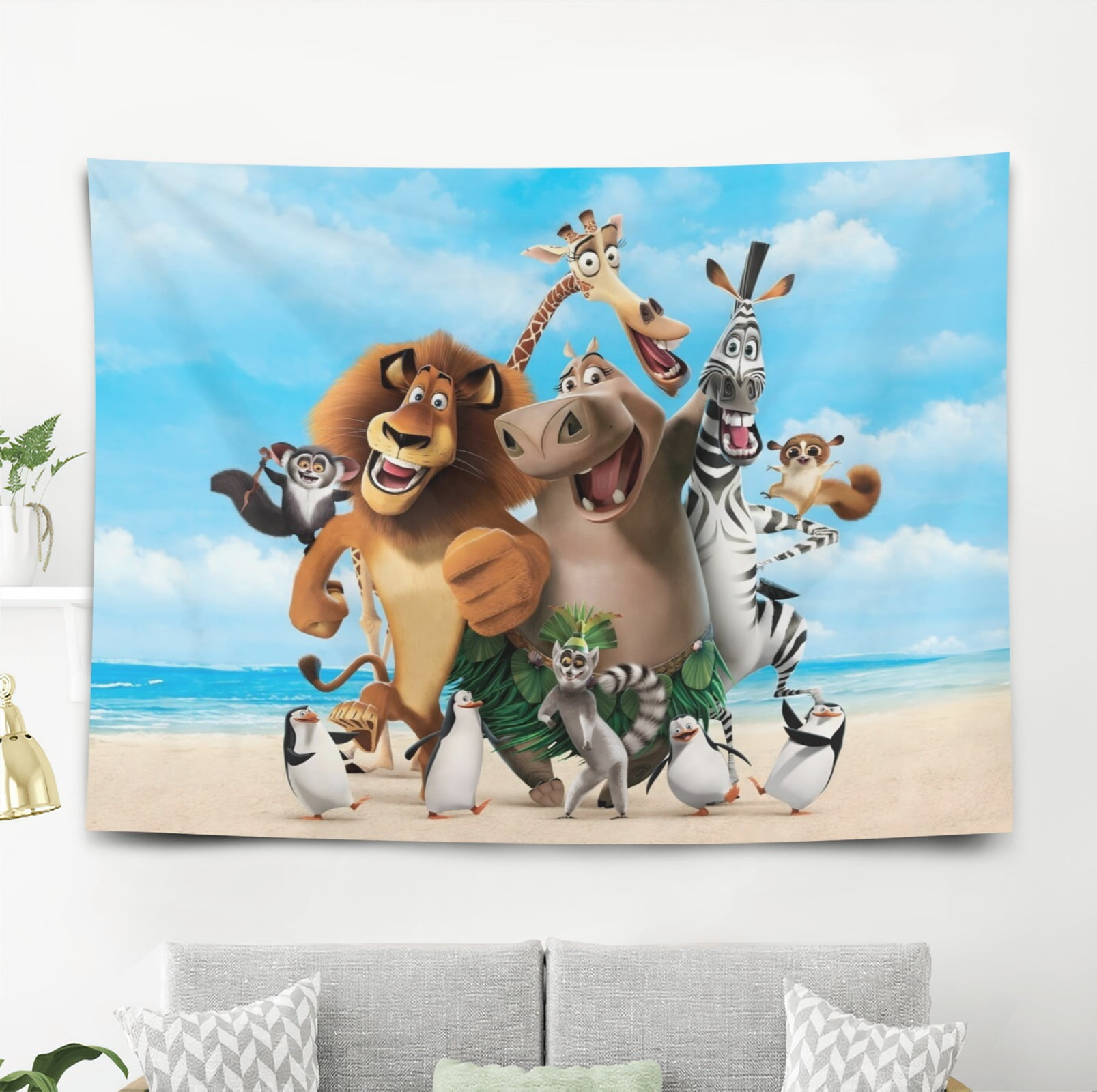 YOUYONGZHI Madagascar-Theme Anti-pilling Tapestry Gift Wall Hanging ...