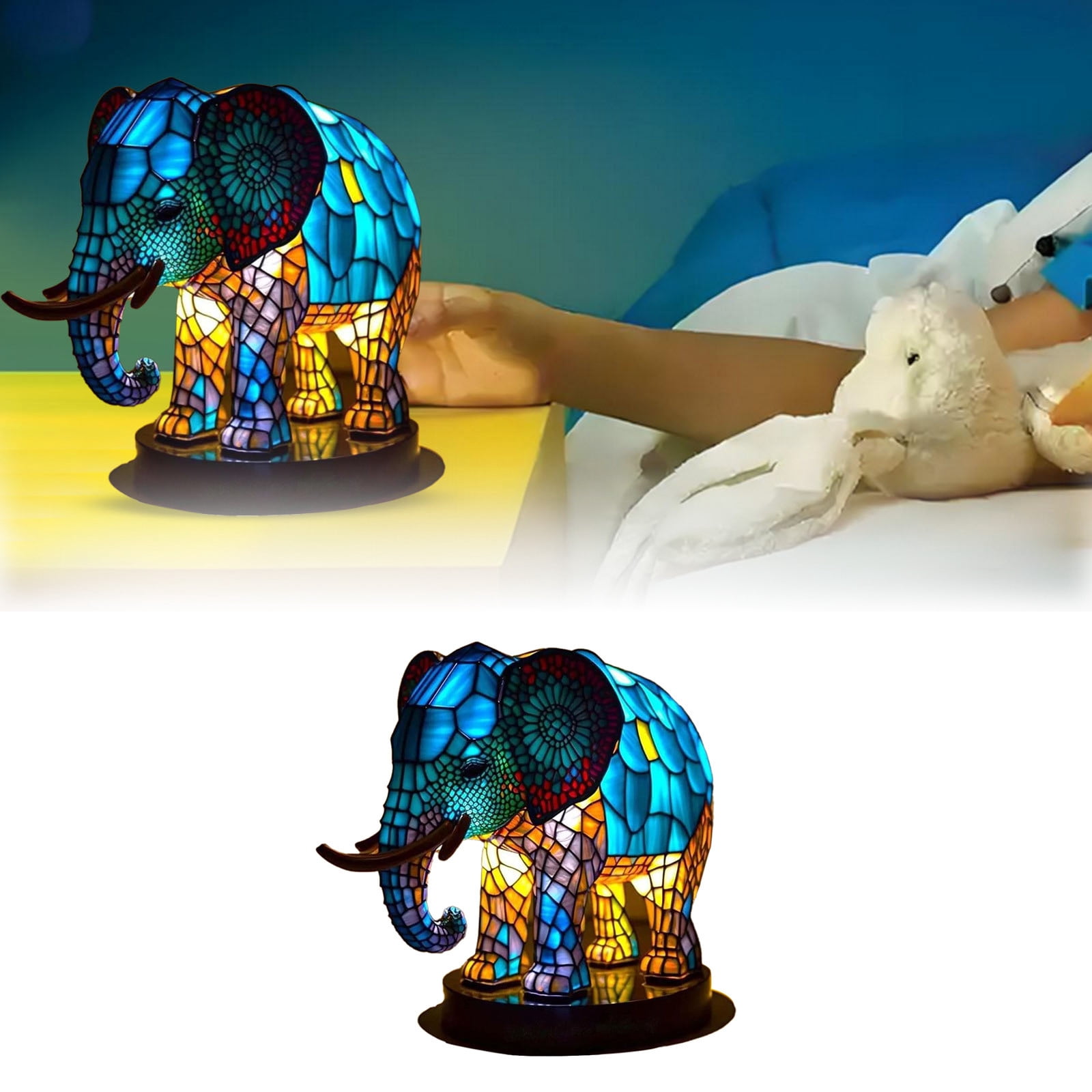YOUZH Cat Lamp, Stained Glass Cat Lamp, Mosaic Cats Lamp, Retro Animals ...