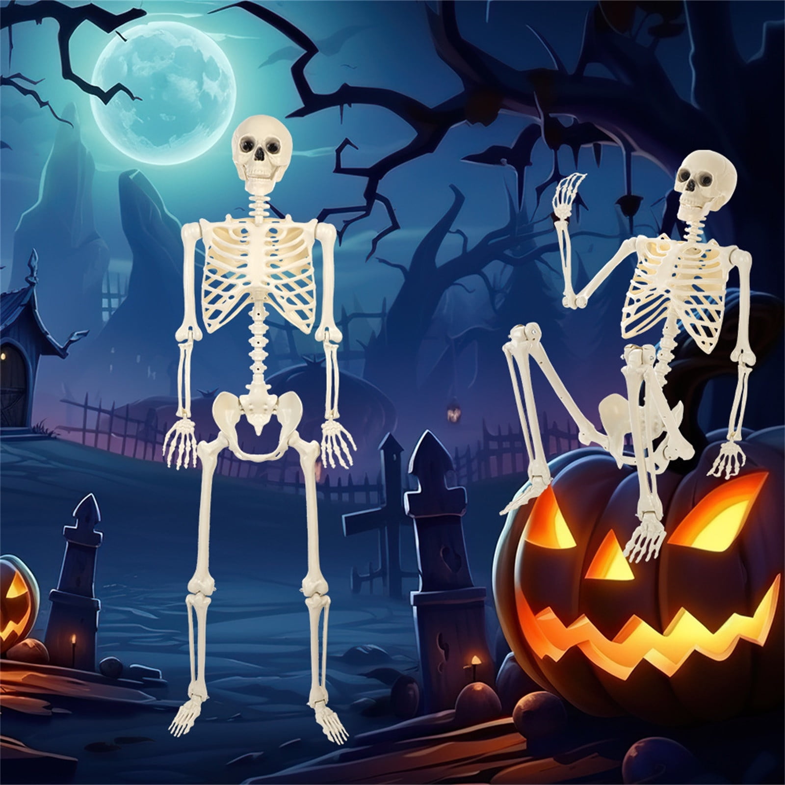 YOUZH Halloween Decoration Outdoor Skeleton, 64.9Inch Plastic Halloween ...
