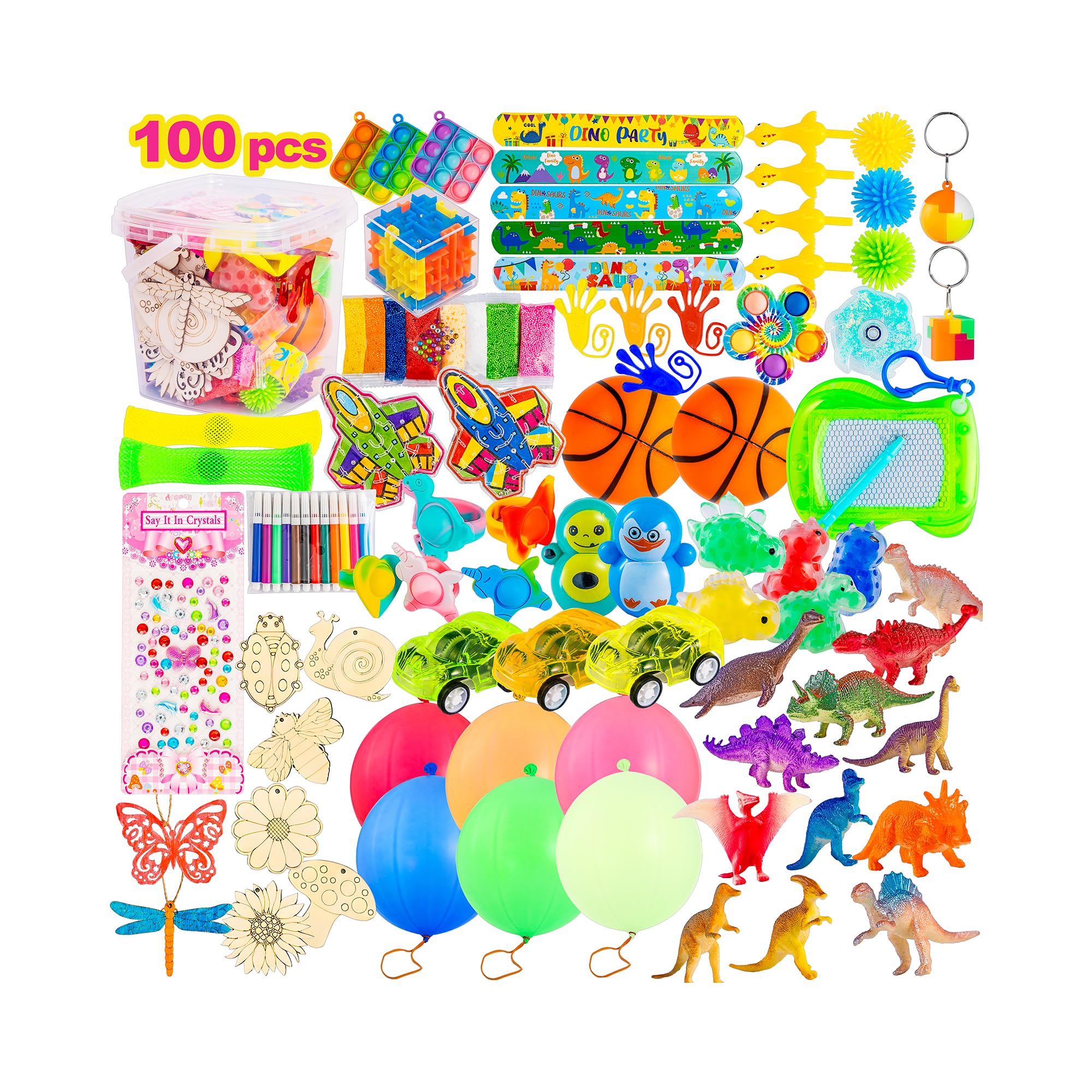 YOVIWEI 100Pcs Fidget Toys Pack, Party Favors for 8-12 Mini Sensory Autism Toy Goodie Bags ...