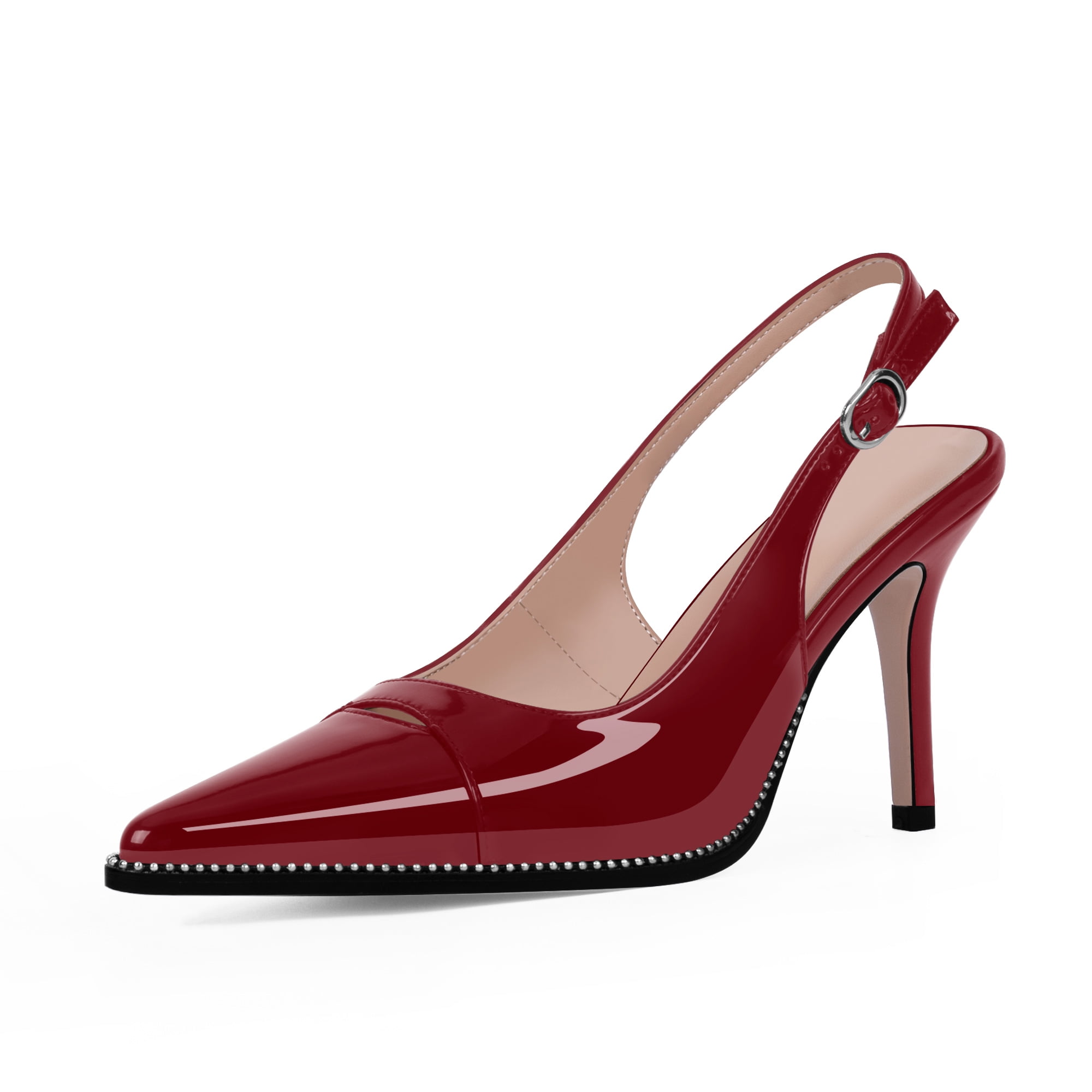 YOWMNS Women's Beaded Stilettos High Heel Slingback Pumps Pointed Toe ...