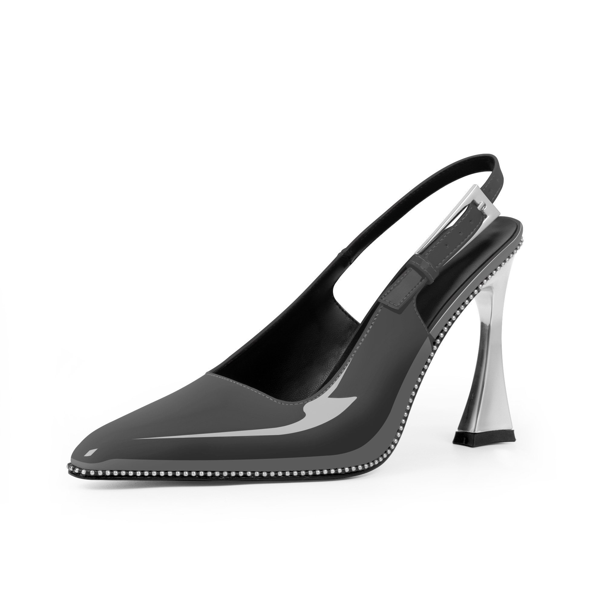 YOWMNS Women's Closed Toe High Heel Slingback Beaded Pumps Sexy Buckle ...