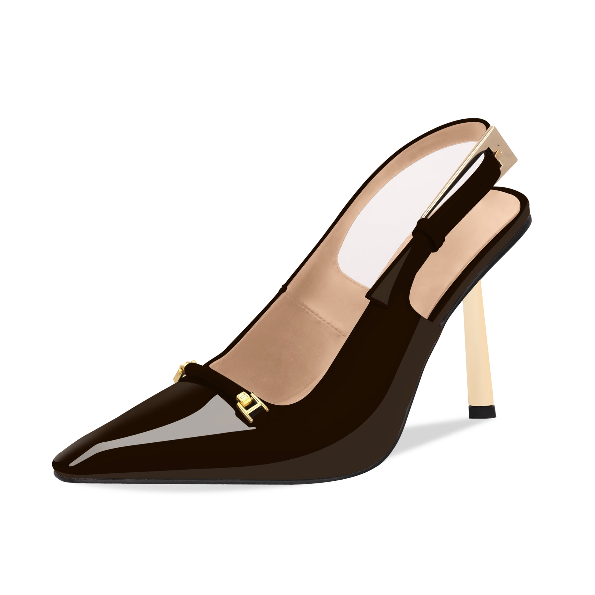 YOWMNS Women's Closed Toe Slingback High Heel Buckle Strap Pumps Sexy ...