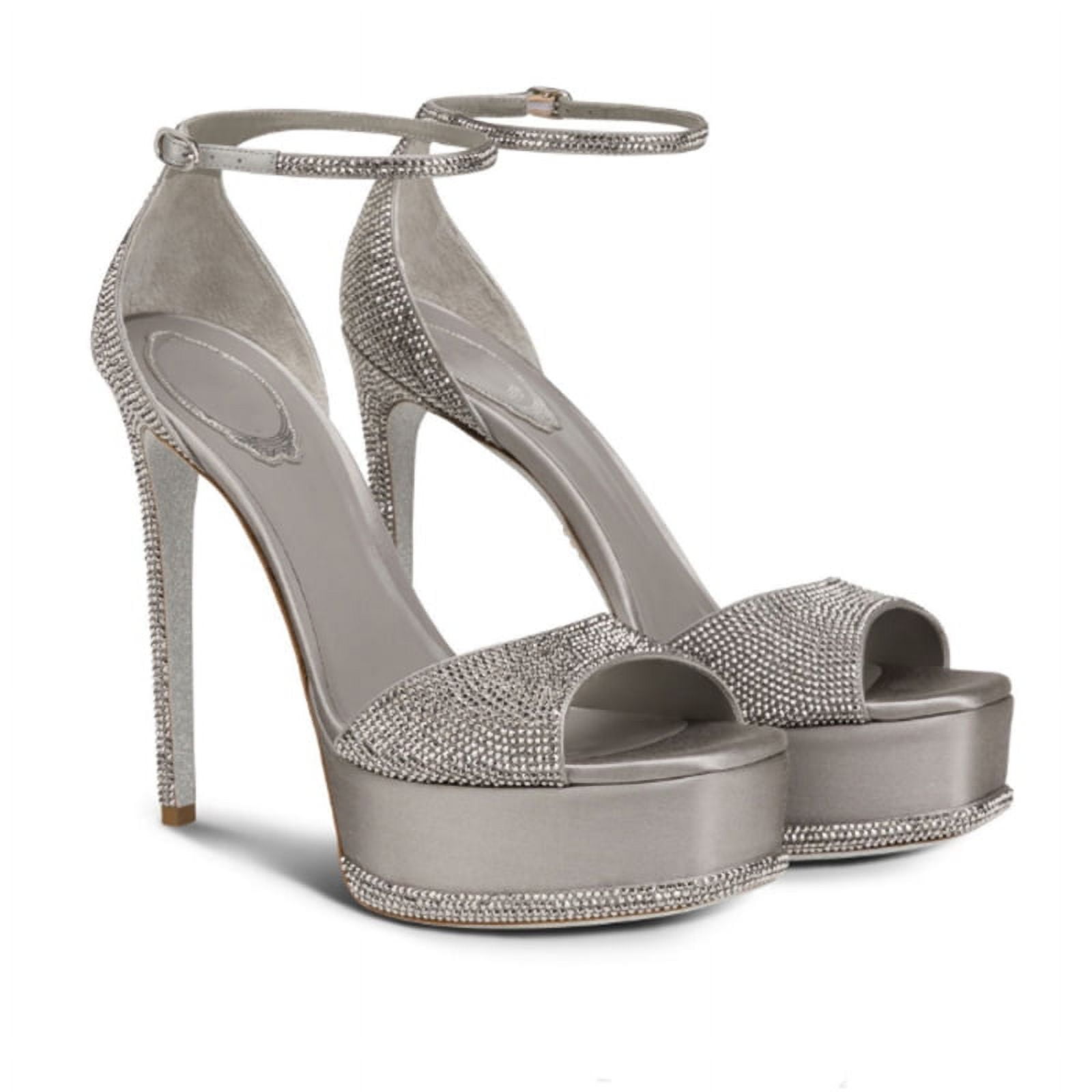 YOWMNS Women's Rhinestone Ankle Strap Sandals - Elegant High Heel ...