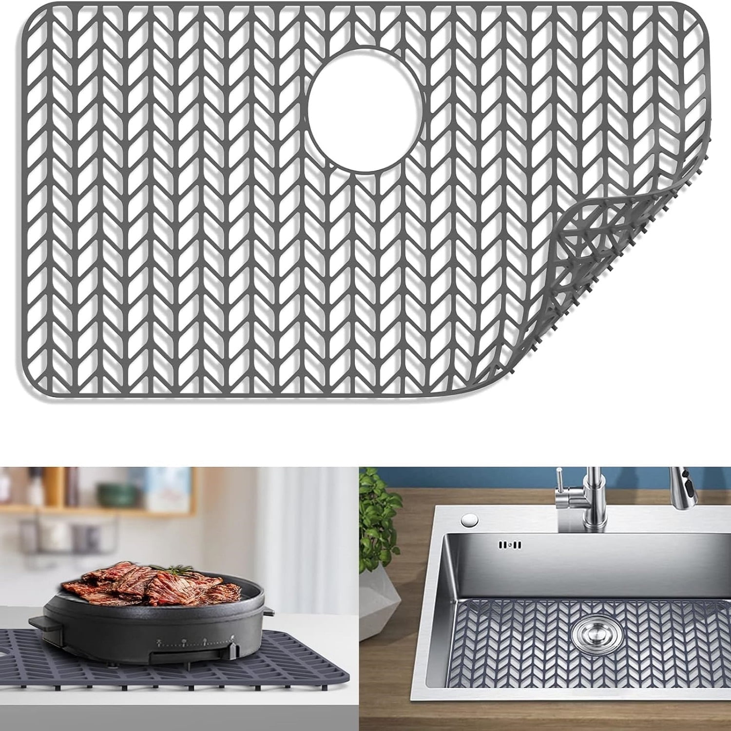 YOYAHATEM Silicone Sink Protector, 26'' x 14'' Folding Non-Slip Sink ...