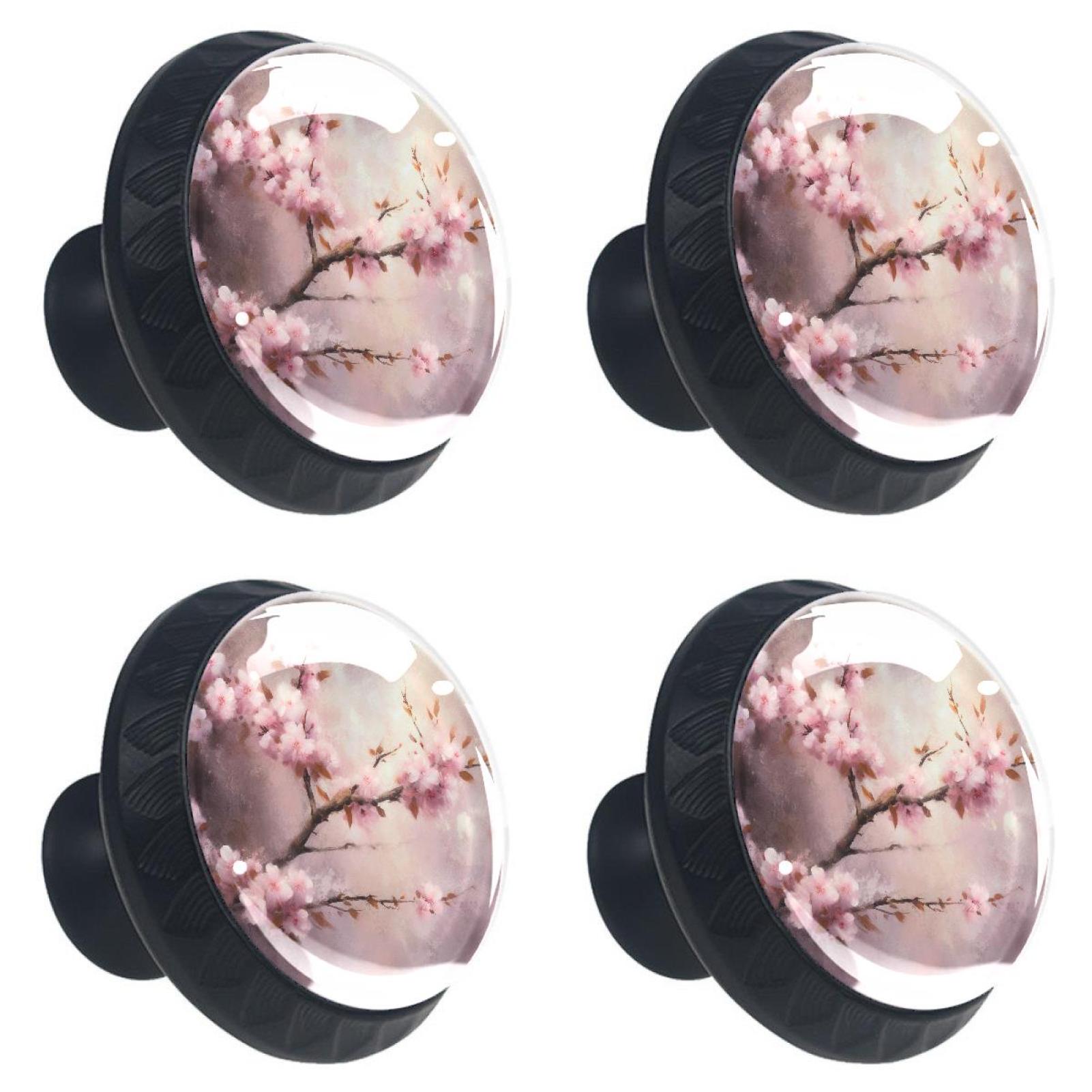 YOYOAMOY 4-Pack Cabinet Round Knob Aesthetic Cherry Blossoms Printed ...