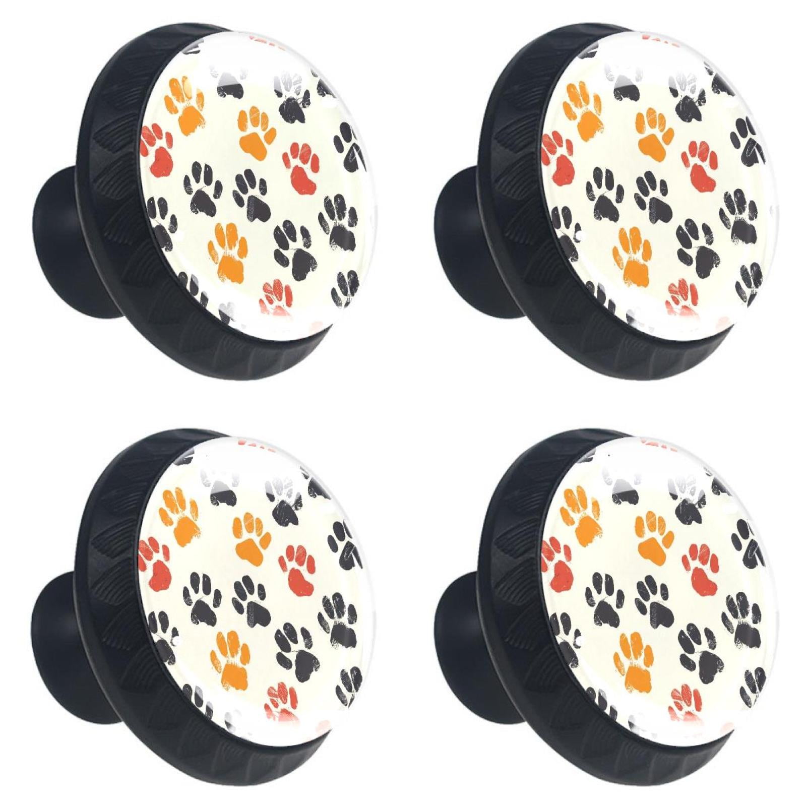 YOYOAMOY 4-Pack Cabinet Round Knob Fun Dog Paw Printed Furniture Drawer ...