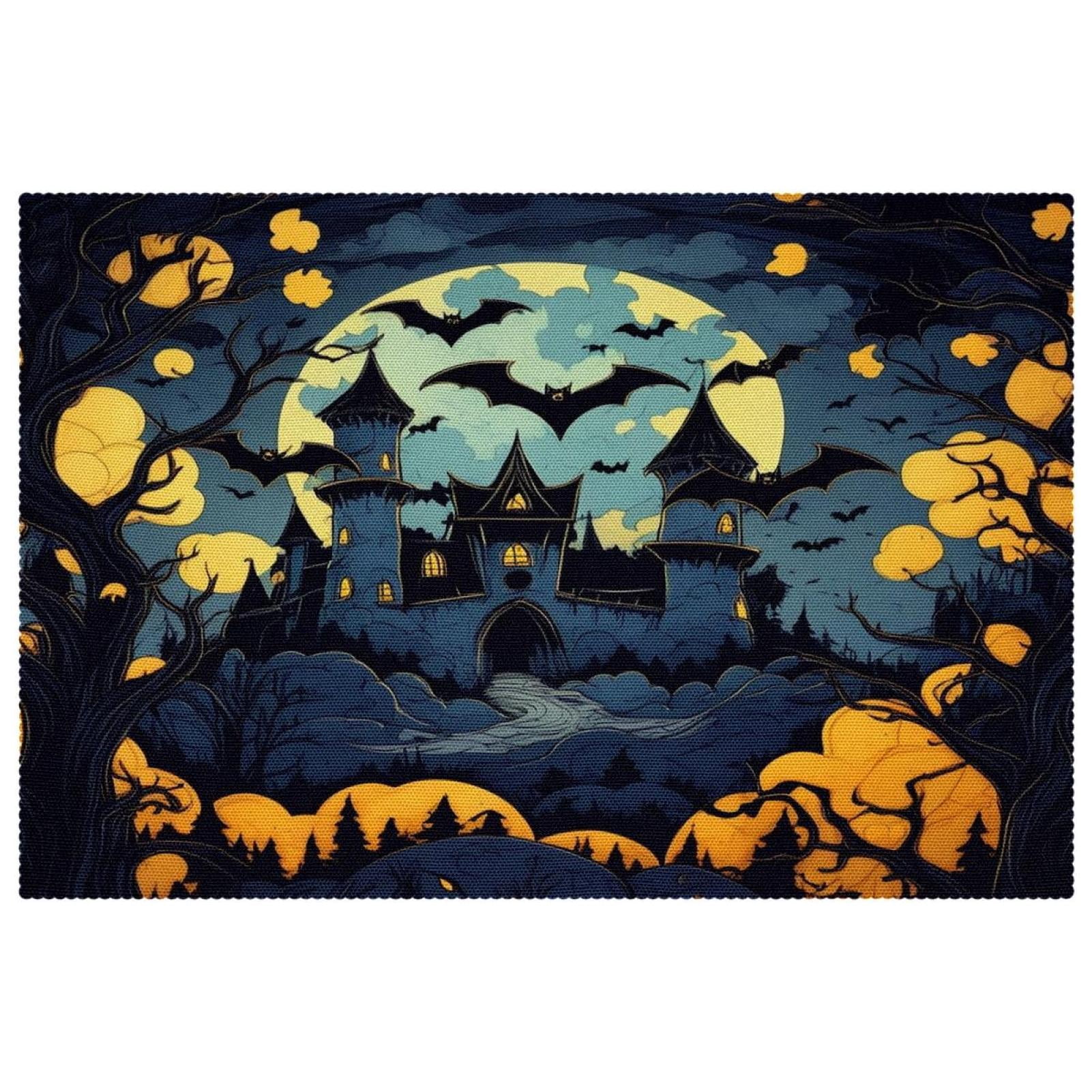 YOYOAMOY Bat Castle Halloween Dining Table Mat 12"x18" 1 Pack Heat ...