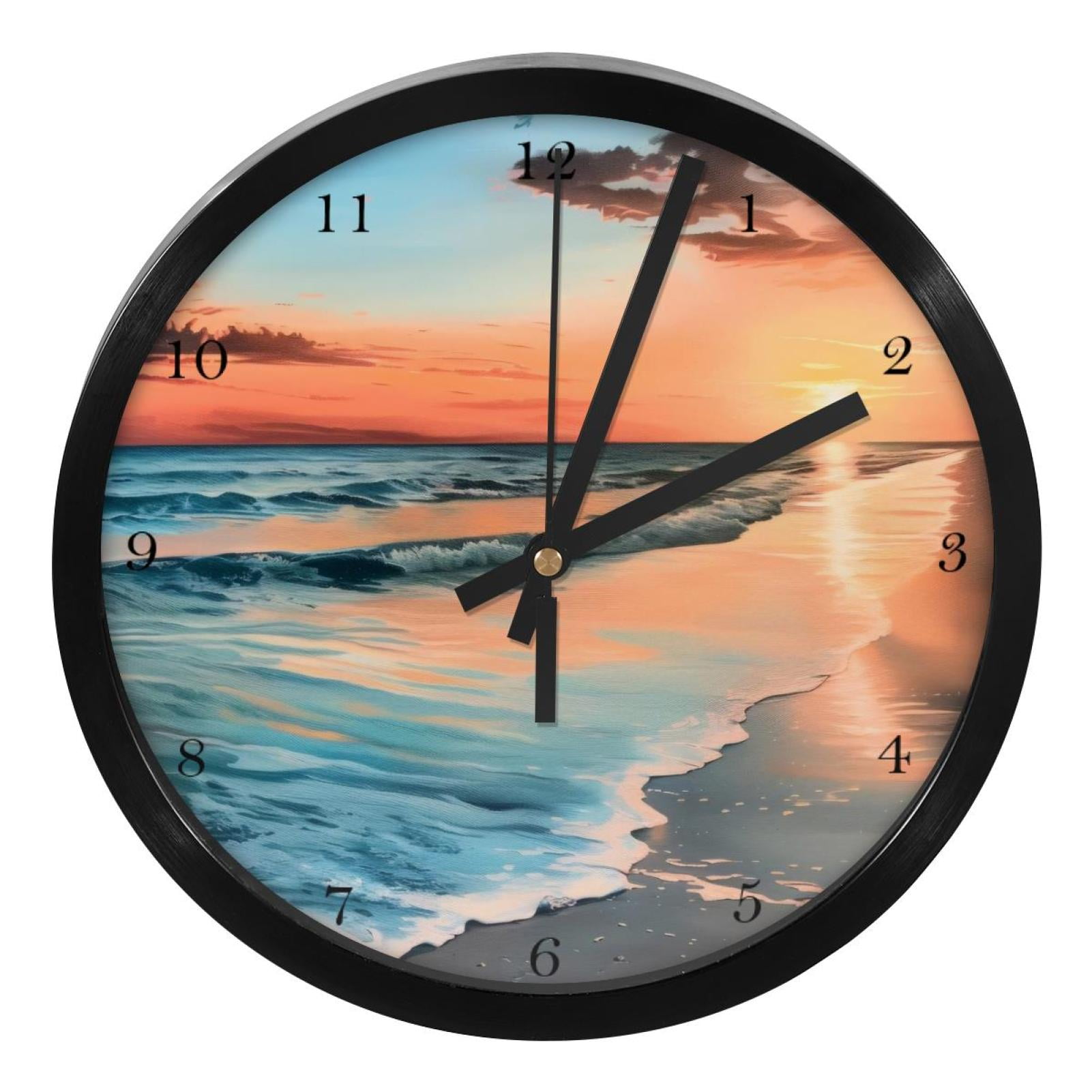 YOYOAMOY Beach Sunset Printed Precision Clock 9.8 Inches Silent Wall ...