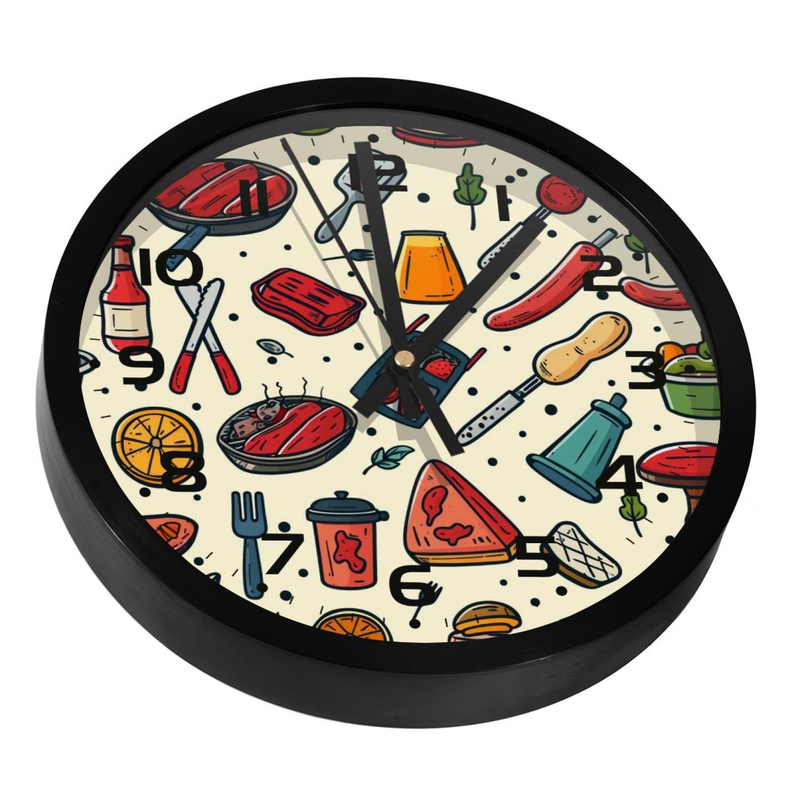 YOYOAMOY Cartoon Barbecue Printed Precision Clock 9.8 Inches Silent ...