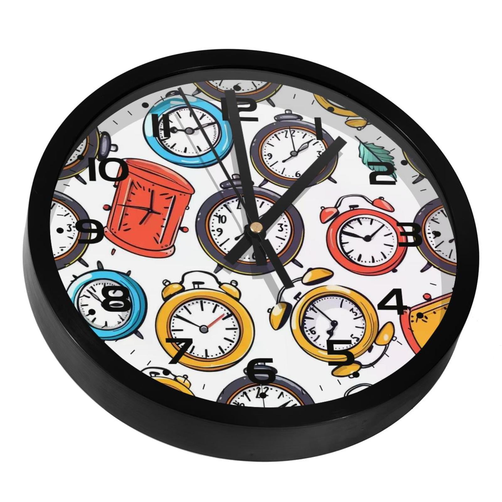 YOYOAMOY Cartoon Clock Printed Precision Clock 9.8 Inches Silent Wall ...