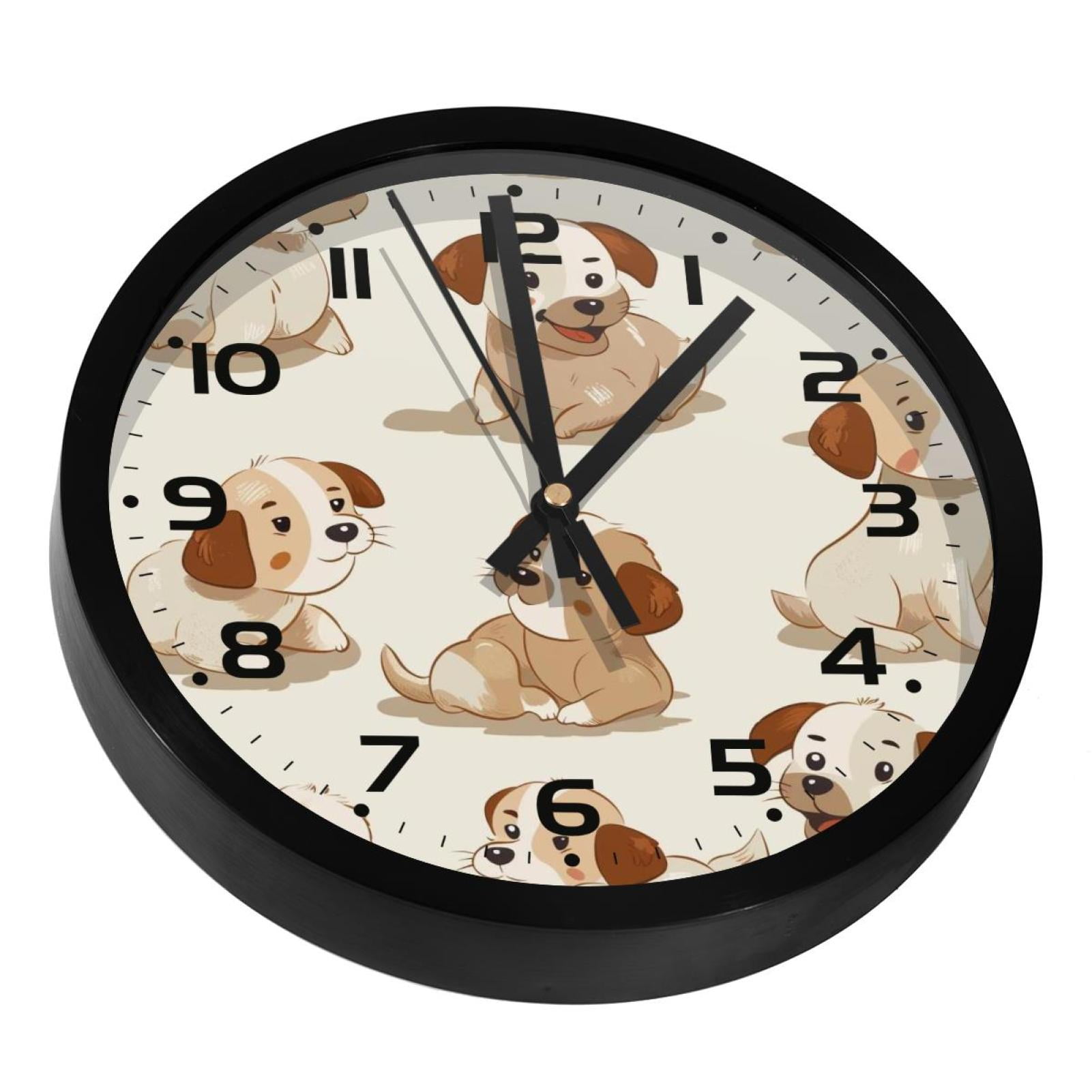 YOYOAMOY Cartoon Little Dog Printed Precision Clock 9.8 Inches Silent ...