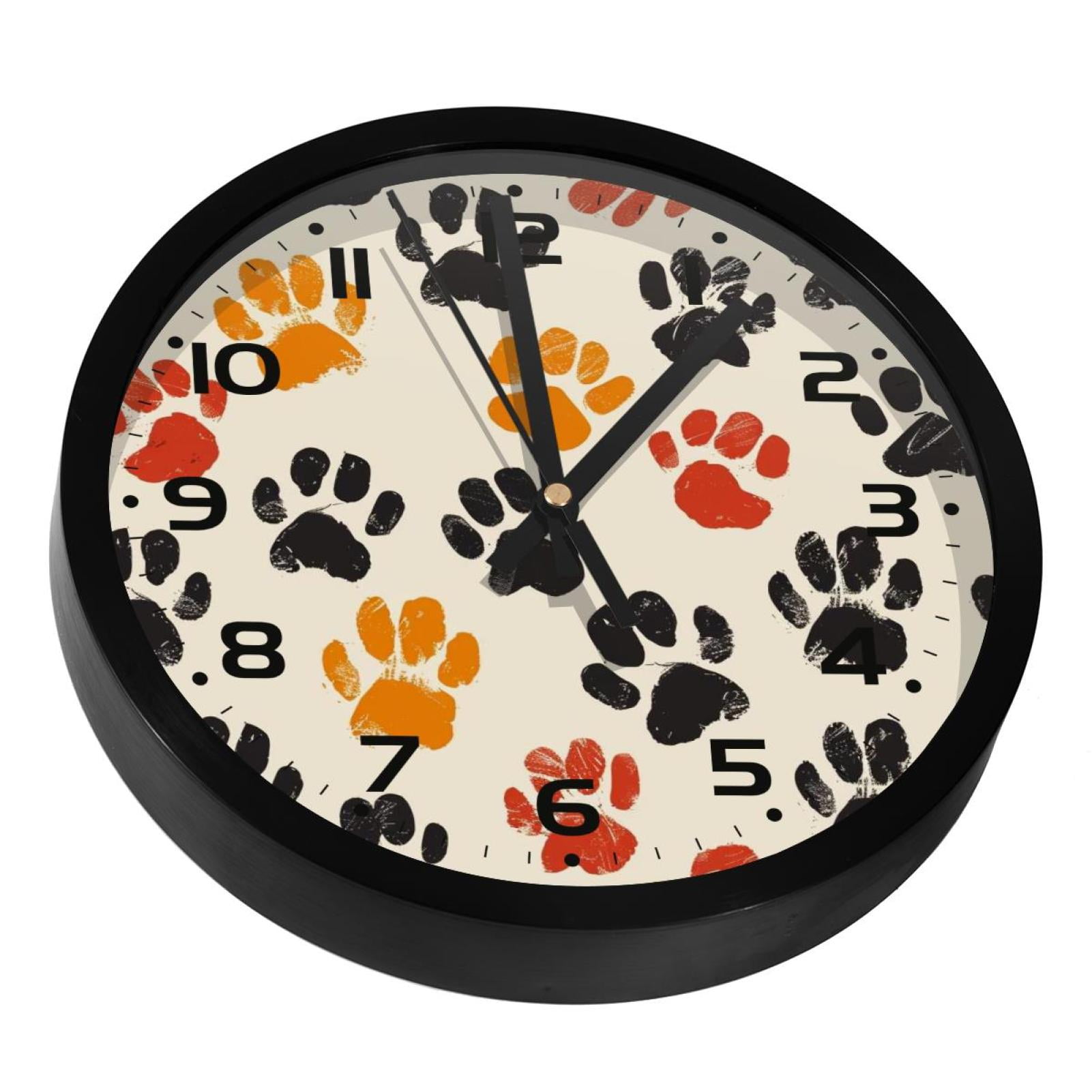 YOYOAMOY Fun Dog Paw Printed Precision Clock 9.8 Inches Silent Wall ...