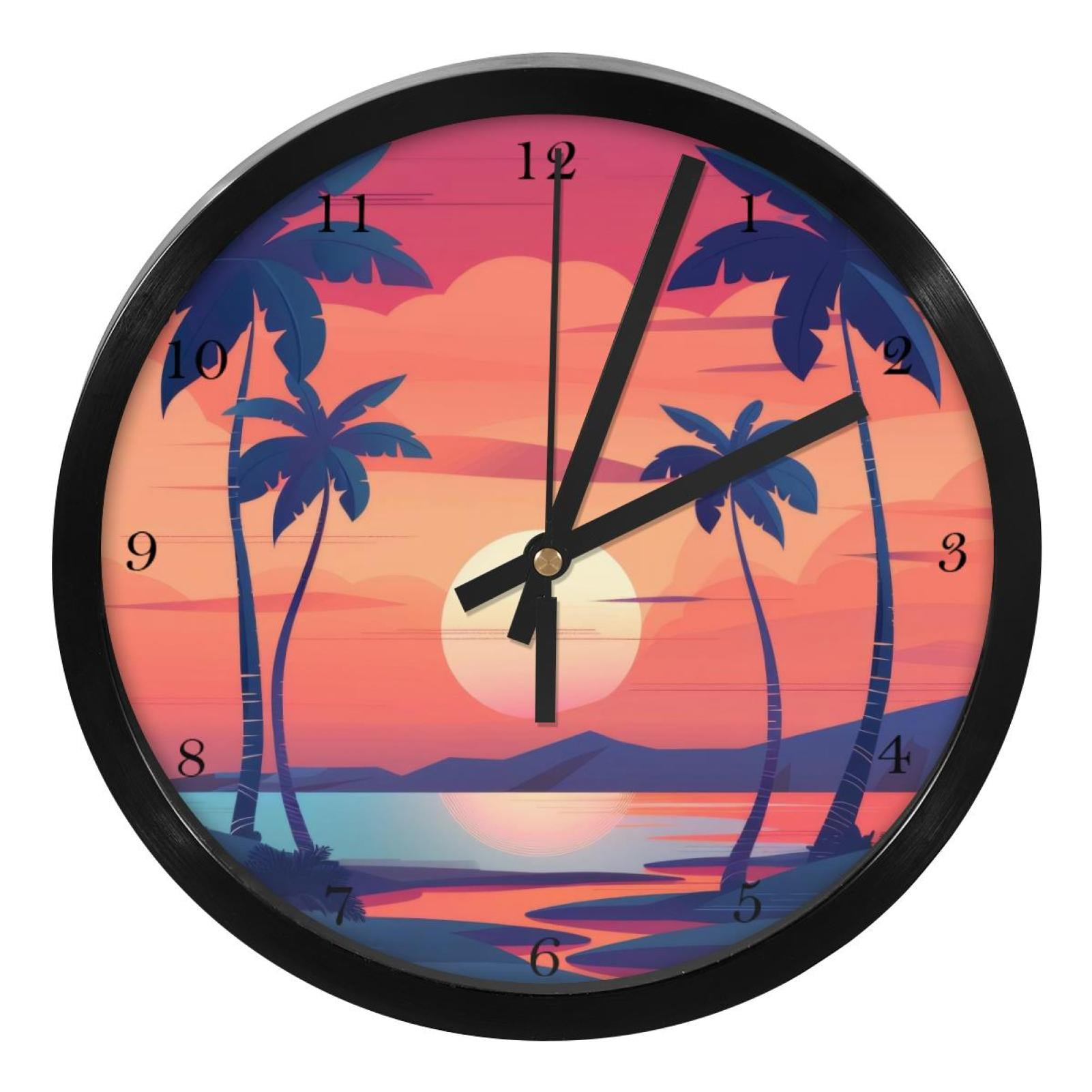 YOYOAMOY Landscape Sunset with the Palm Trees Printed Precision Clock 9 ...