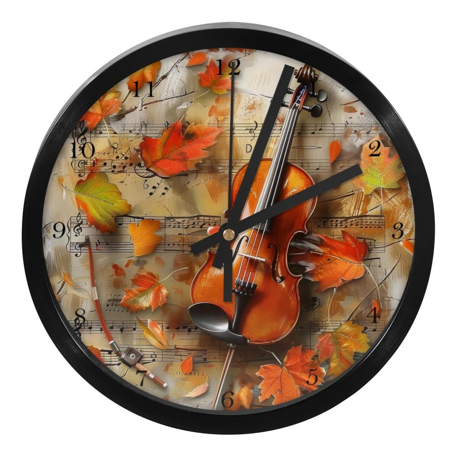 YOYOAMOY Maple Leaves Violin Music Printed Precision Clock 9.8 Inches ...