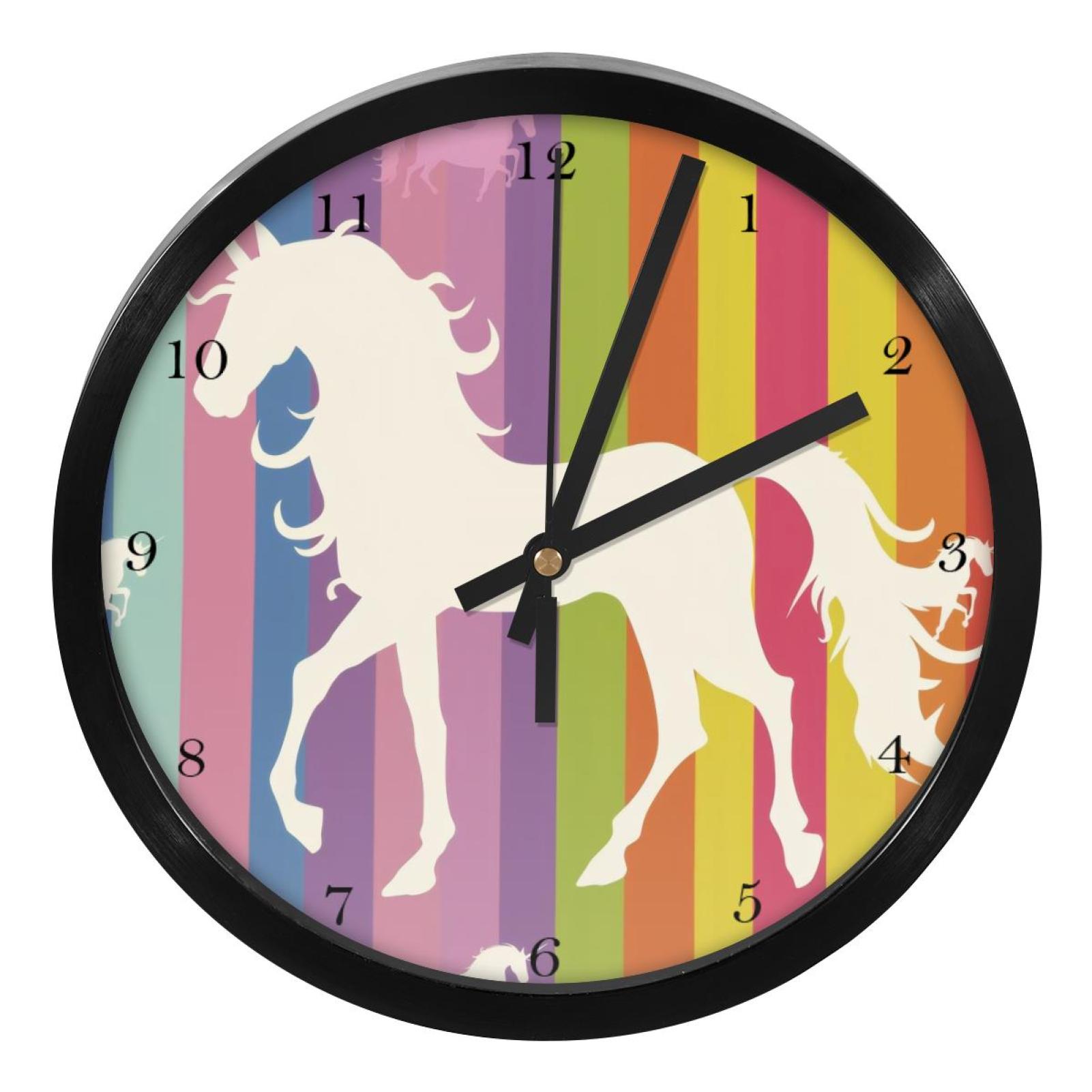 YOYOAMOY Unicorn Rainbow Printed Precision Clock 9.8 Inches Silent Wall ...