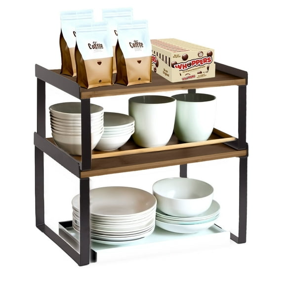 YOYTOO Kitchen Counter Organizer, 2 Pack Wooden Stackable Kitchen ...