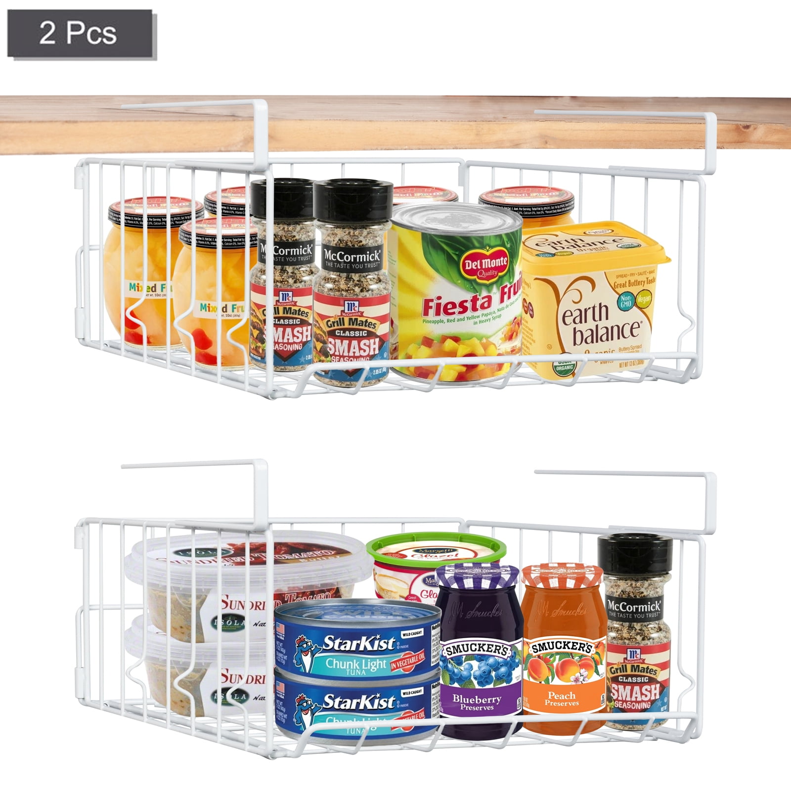 YOYTOO 2 Pack Under Shelf Basket, Cabinet Storage Hanging Baskets ...