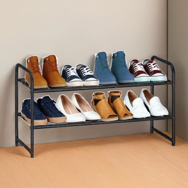 Seville Classics 3-Tier Stackable Interlock 12-Pair Resin Slat Sturdy ...