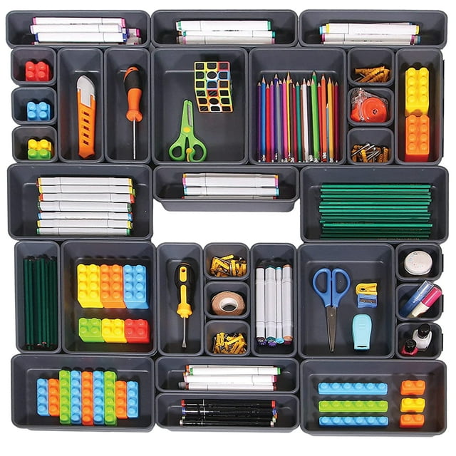 YOYTOO 32Pcs Desk Drawer Organizer Tray, Acrylic Drawer Organizer ...