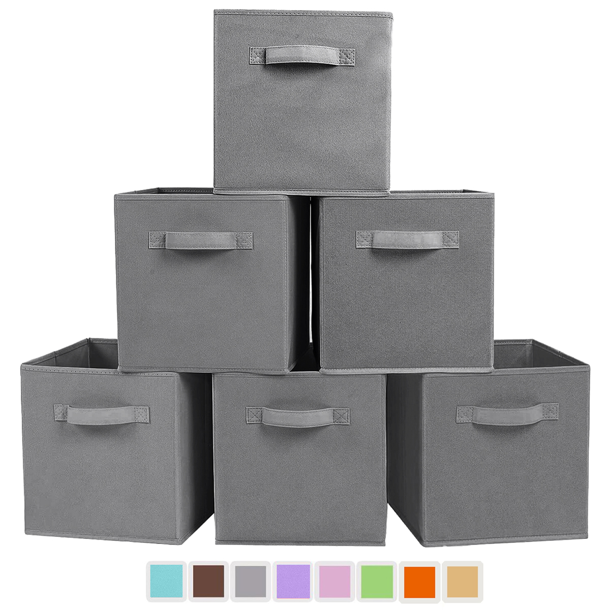 "YOYTOO Gray Foldable Fabric Cube Storage Bins, 6 Pack 11"" Collapsible ...