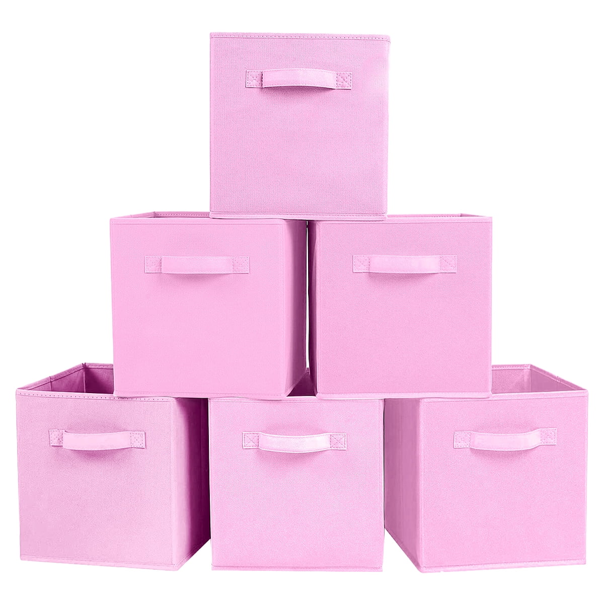 Yoytoo 6 Pack Pink Foldable Fabric Cube Storage Bins 11 Collapsible