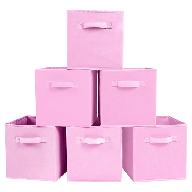 "YOYTOO 6 Pack Pink Foldable Fabric Cube Storage Bins, 11"" Collapsible ...