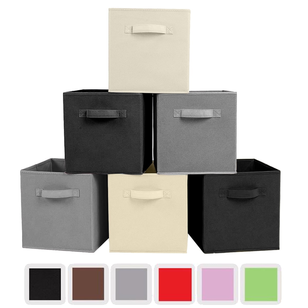 "YOYTOO 6 Pack Sturdy Foldable Fabric Cube Storage Bins, 11 ...