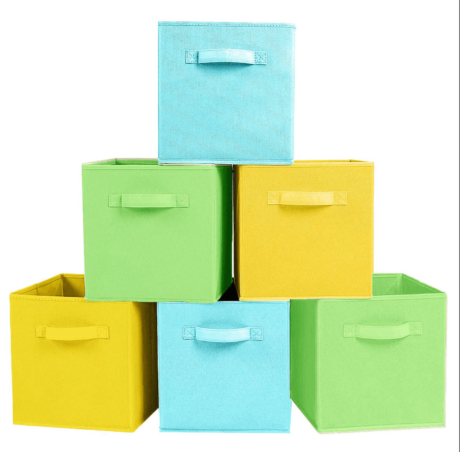 Mainstays Collapsible Fabric Cube Storage Bins (10.5" x 10.5"), 4 Pack ...