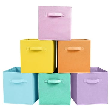 Mainstays Collapsible Cube Fabric Storage Bins (10.5" x 10.5"), 6 Pack ...
