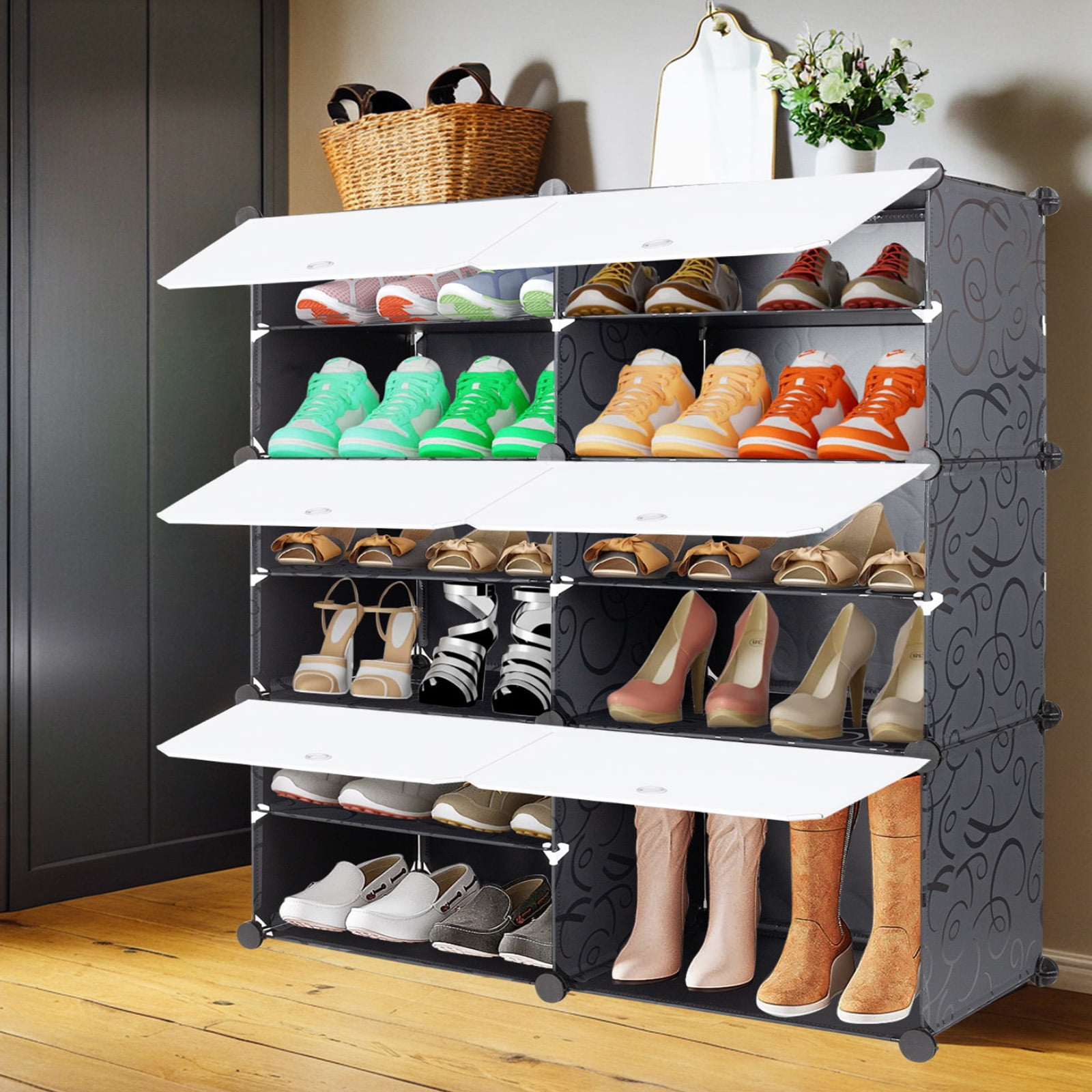 YOYTOO 6 Tiers Shoe Rack Organizer, 12 Cubes 24 Pairs Modular Shoe Rack ...