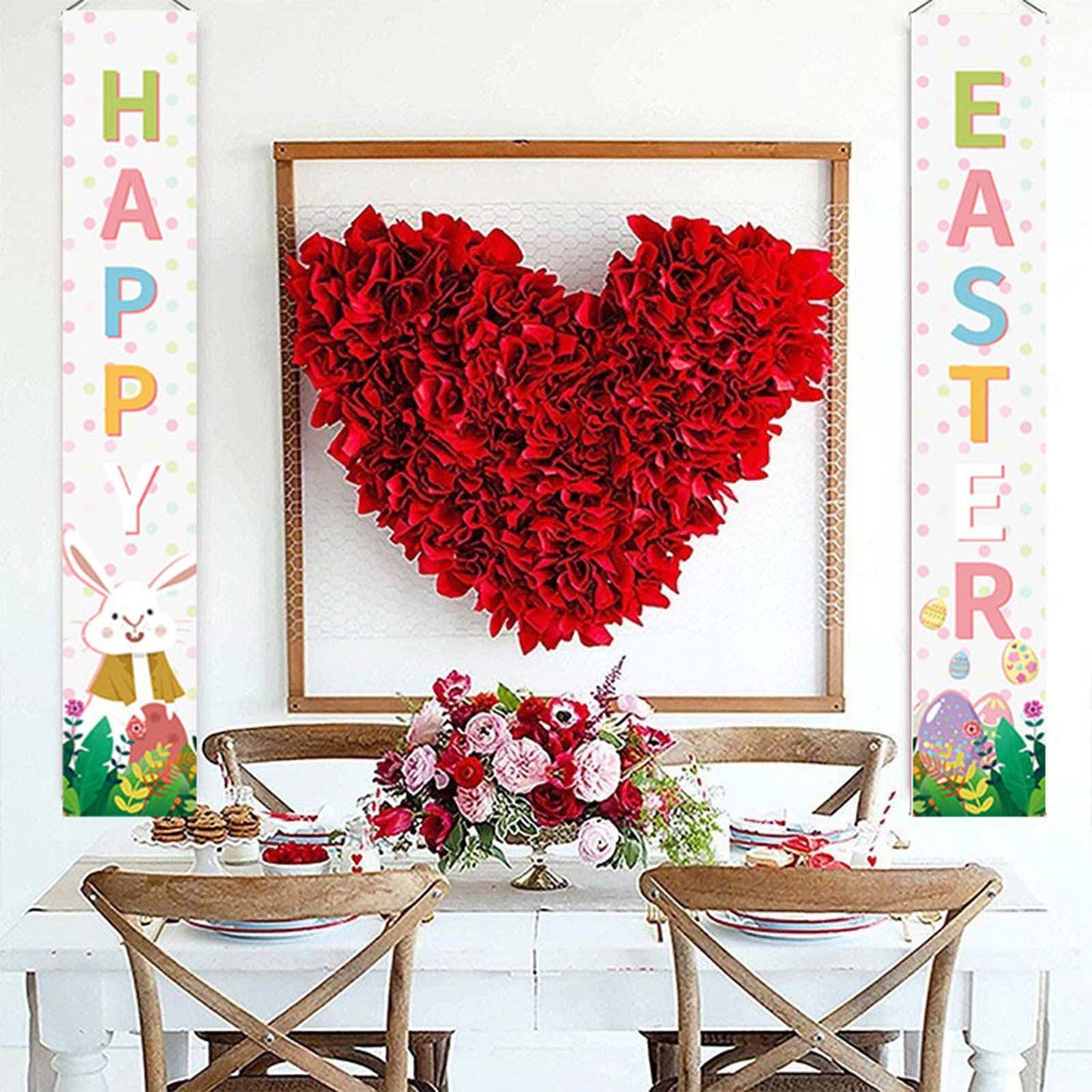YOZGXEG Easter Colorful Rabbit Front Door Welcome Sign Flag Curtains ...