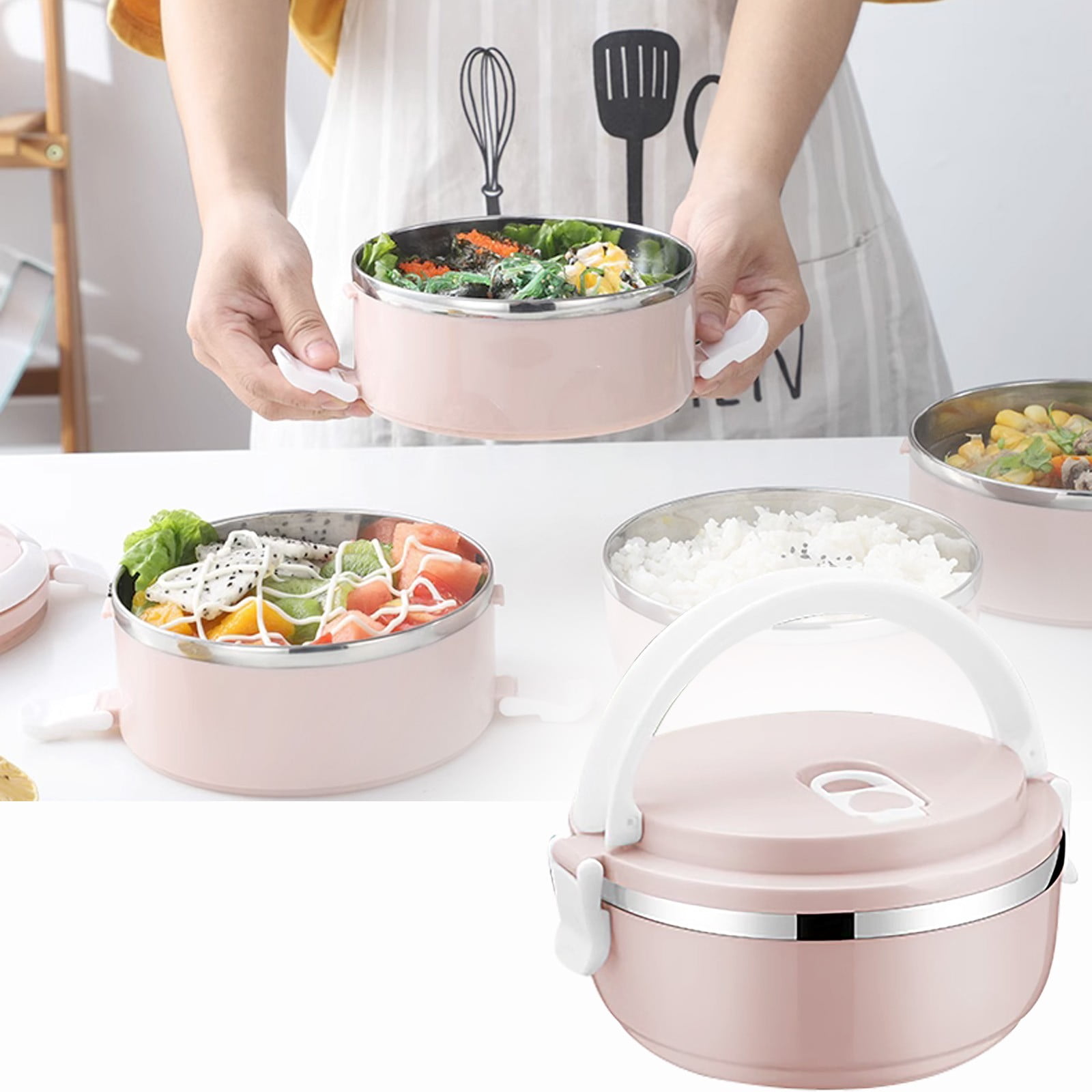 YOZGXEG Lunch Box 1 Layer Stackable Hot Food Insulated Box Portable 304 ...